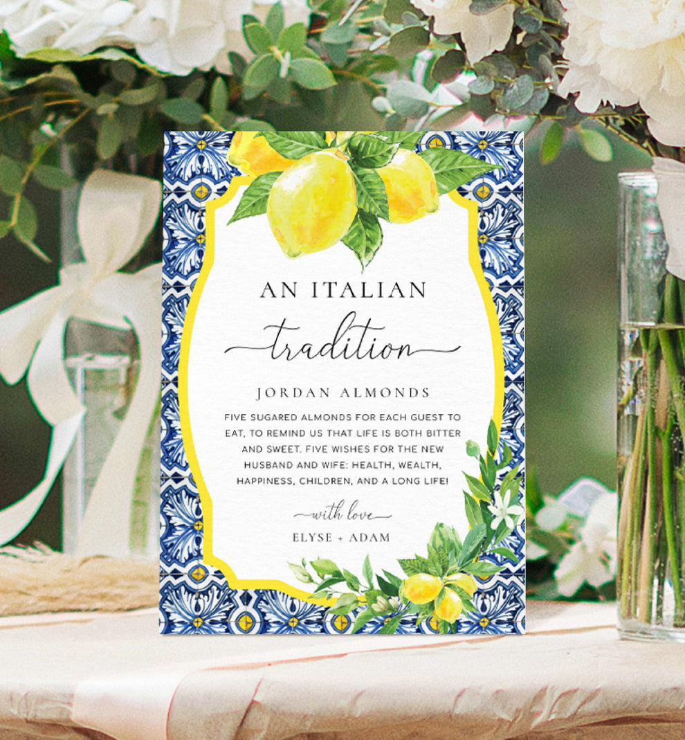 Positano Lemons | Printable An Italian Tradition Sign Template – Black ...