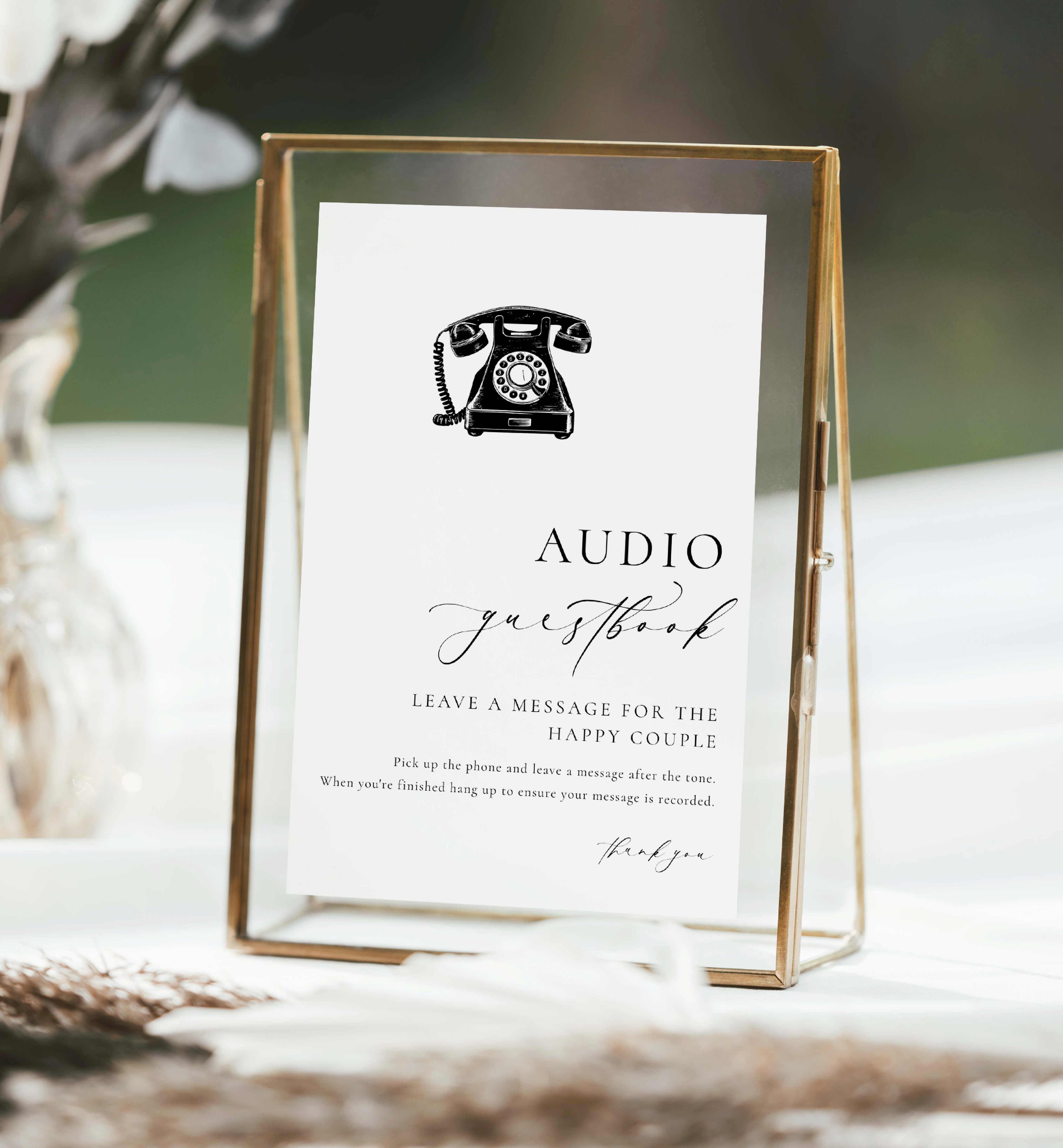 Ellesmere White | Printable Audio Guestbook Sign Template – Black Bow ...