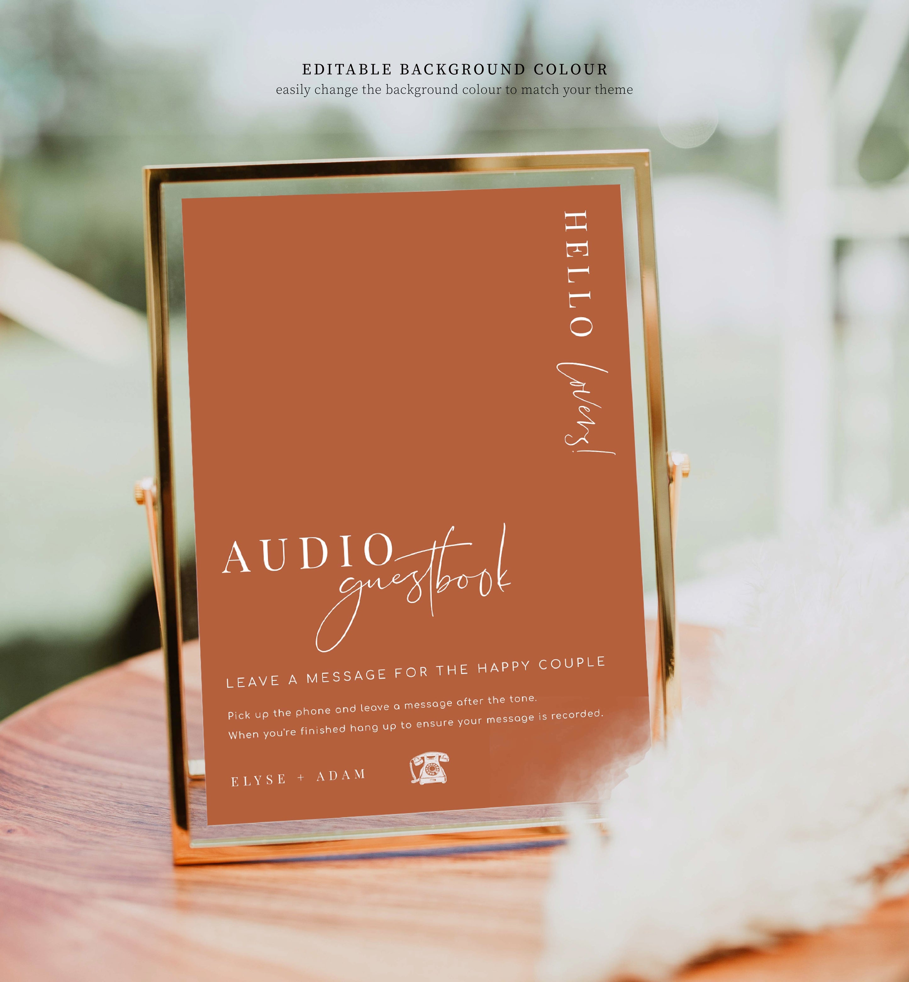 Estelle White | Printable Audio Guestbook Sign Template – Black Bow Studio
