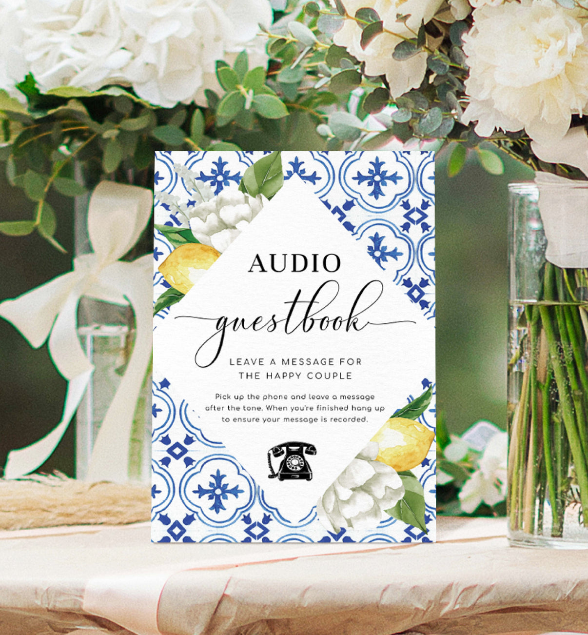 The Med Lemons | Printable Audio Guestbook Sign Template – Black Bow Studio