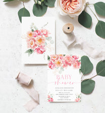 Piper Floral White | Printable Baby Shower Invitation Suite Template ...
