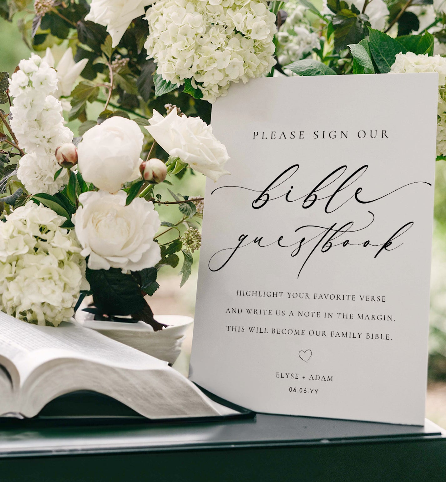Ellesmere White | Printable Bible Guestbook Sign Template – Black Bow ...