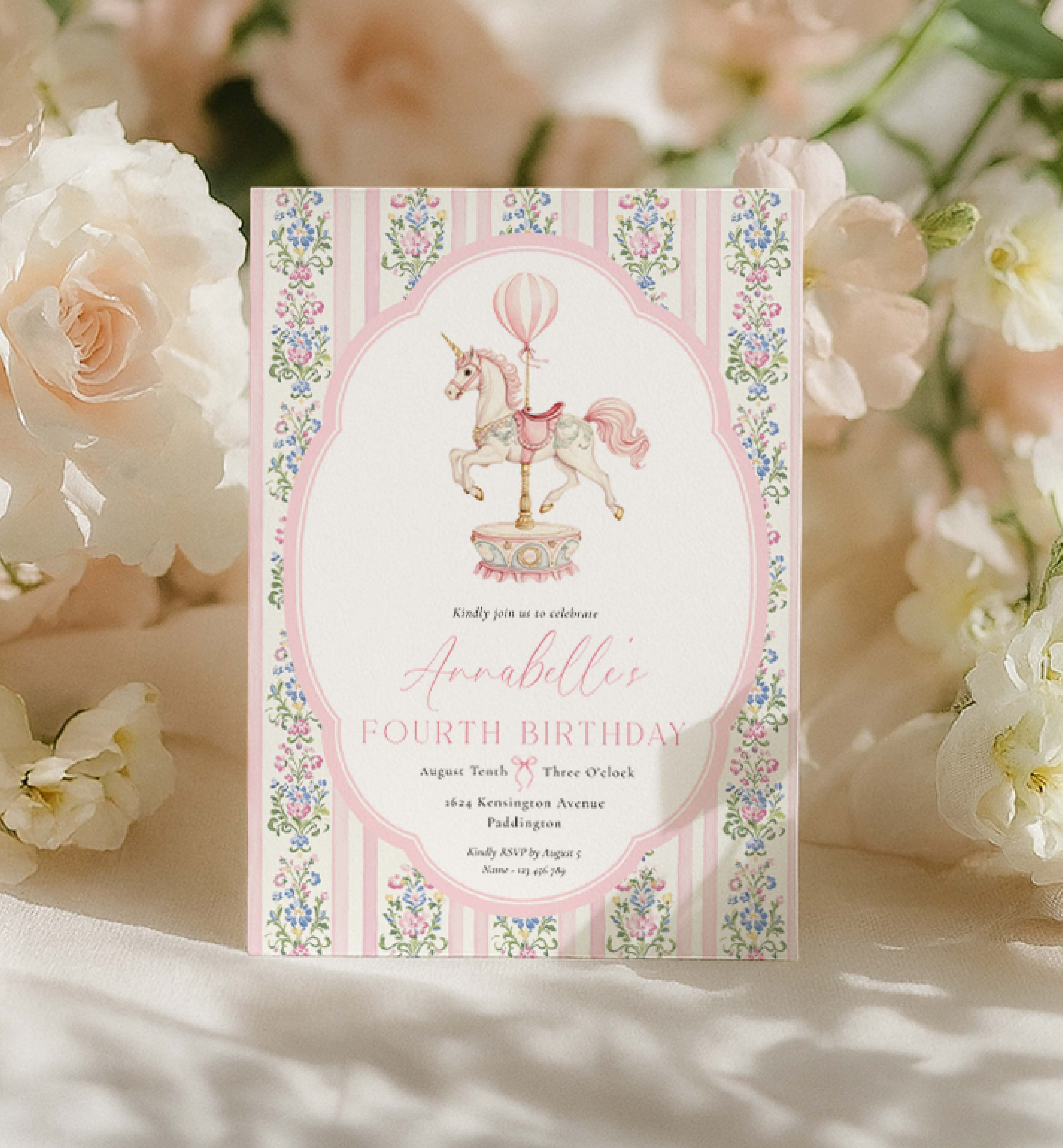 Carousel Birthday Printable Templates – Black Bow Studio