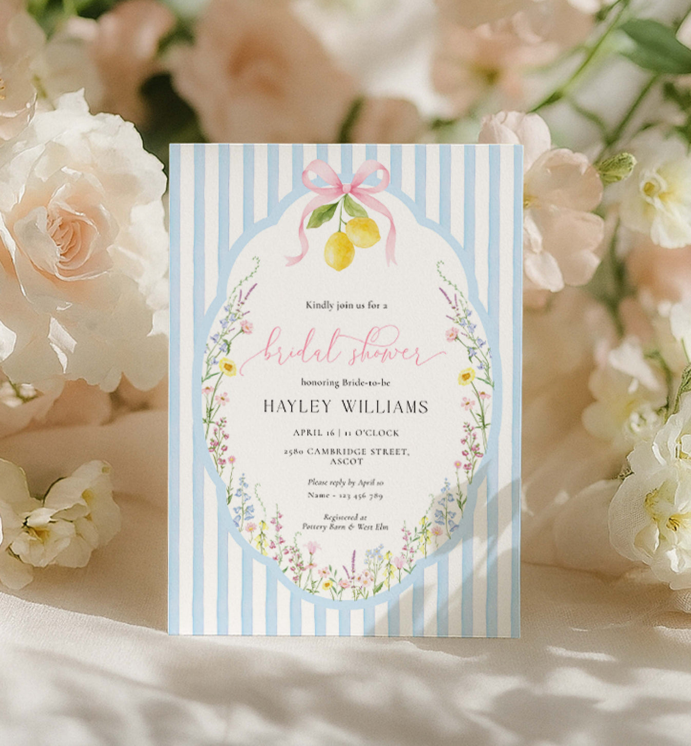 Posey Blue | Printable Bridal Shower Invitation Template – Black Bow Studio