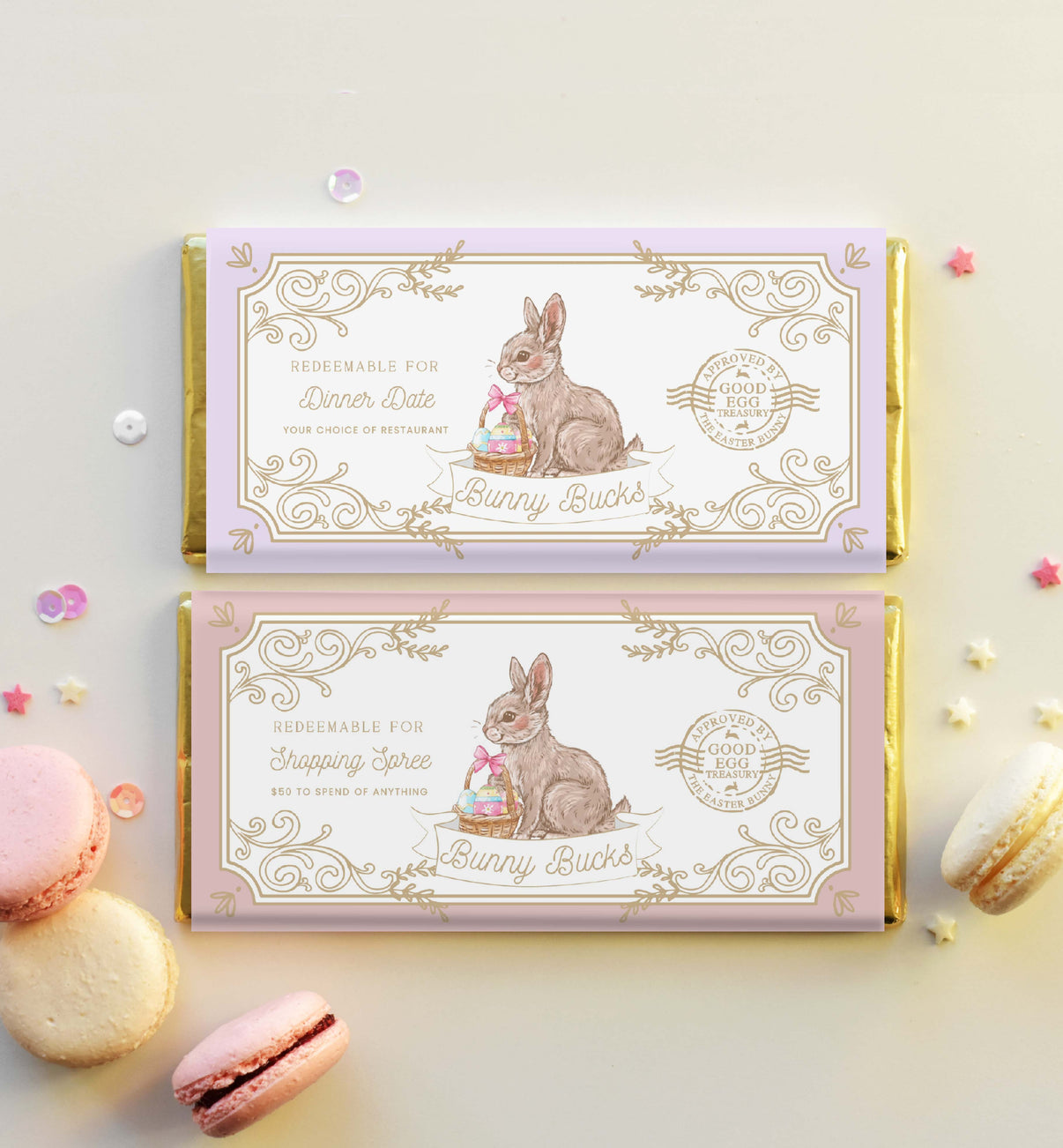 Easter Multi | Printable Bunny Bucks Chocolate Wrapper Template – Black Bow Studio