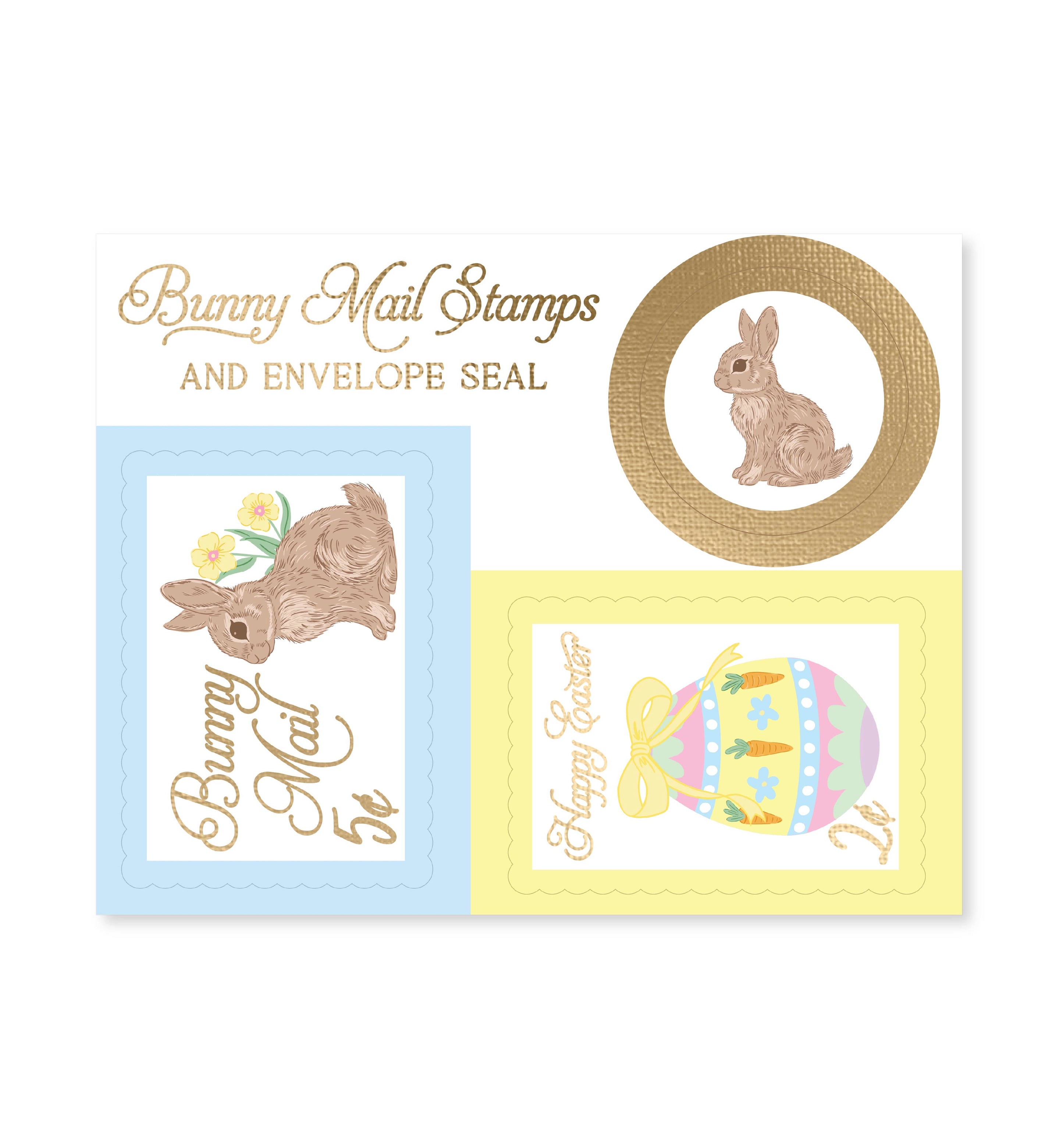 Bunny Mail Stamp Easter Stickers Blue – Black Bow Studio