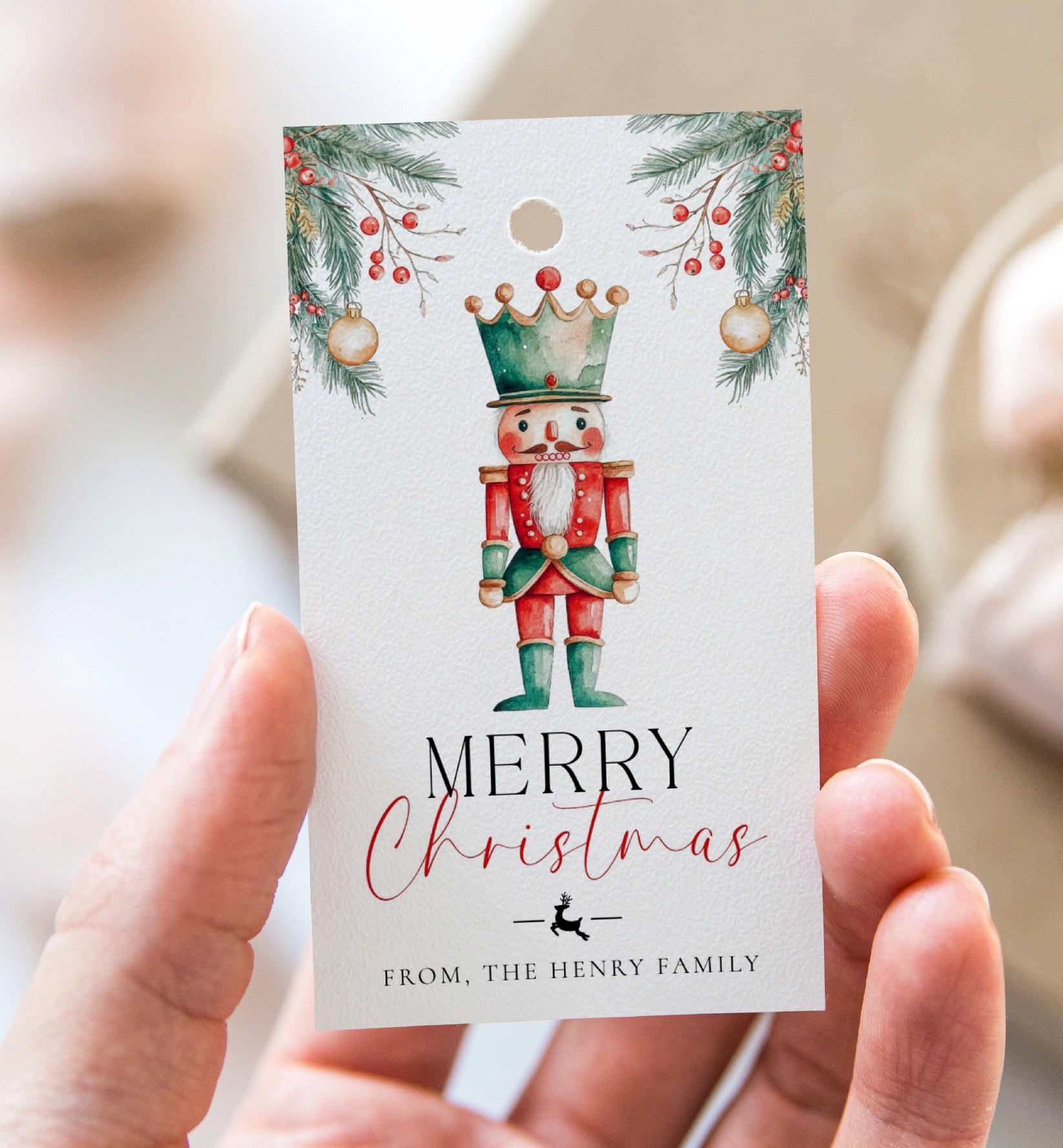 Nutcracker | Printable Christmas Gift Tag Template – Black Bow Studio