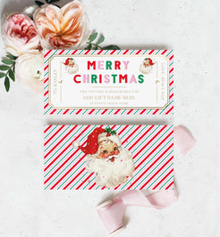 Stripe Pink Multi | Printable Christmas Custom Gift Voucher Template ...