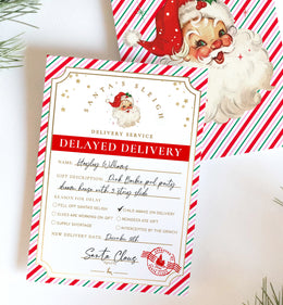 Santa's Workshop Pink Multi | Printable Christmas Delayed Gift Notice ...