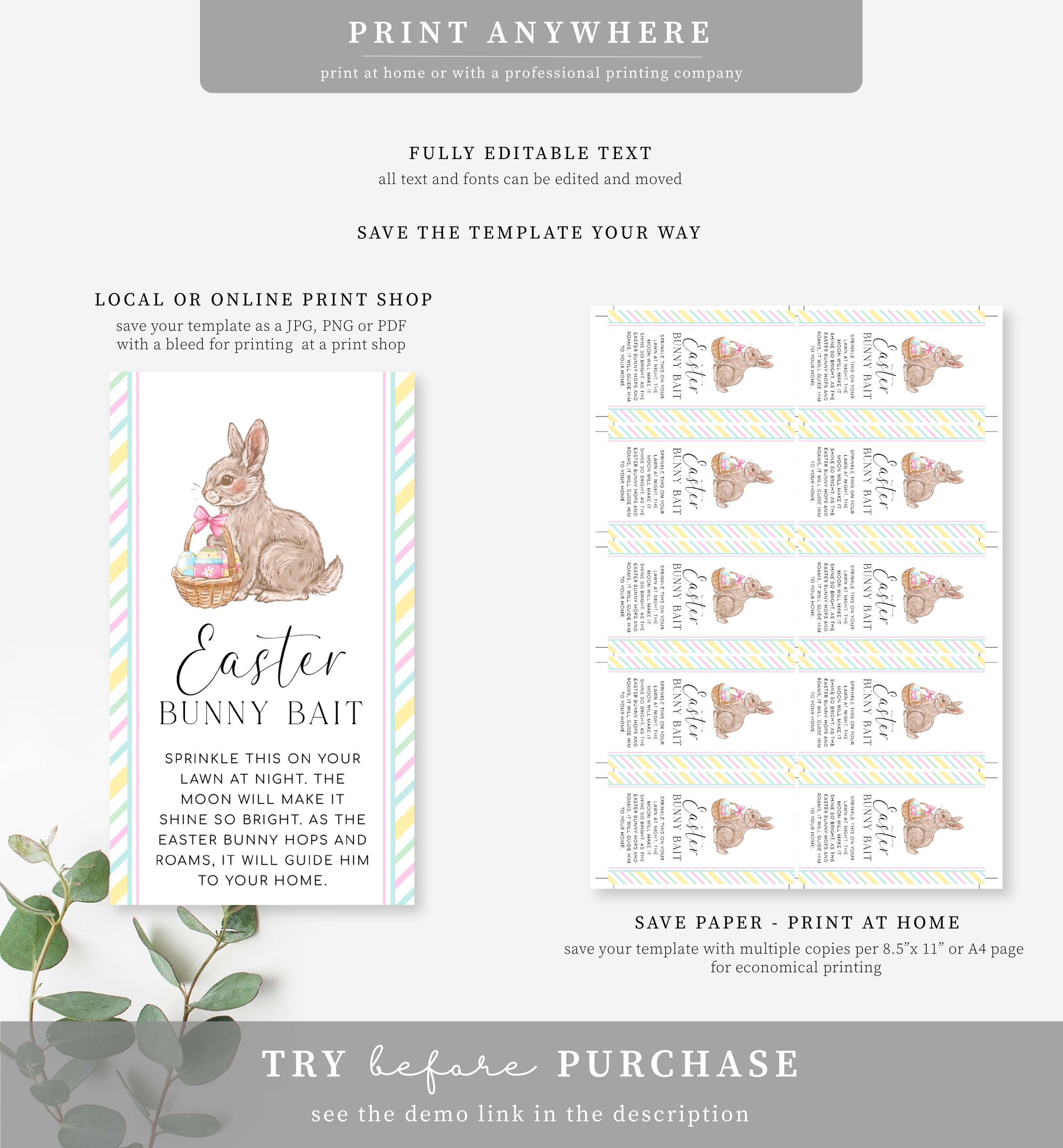 Easter Multi | Printable Easter Bunny Bait Tag Template – Black Bow Studio