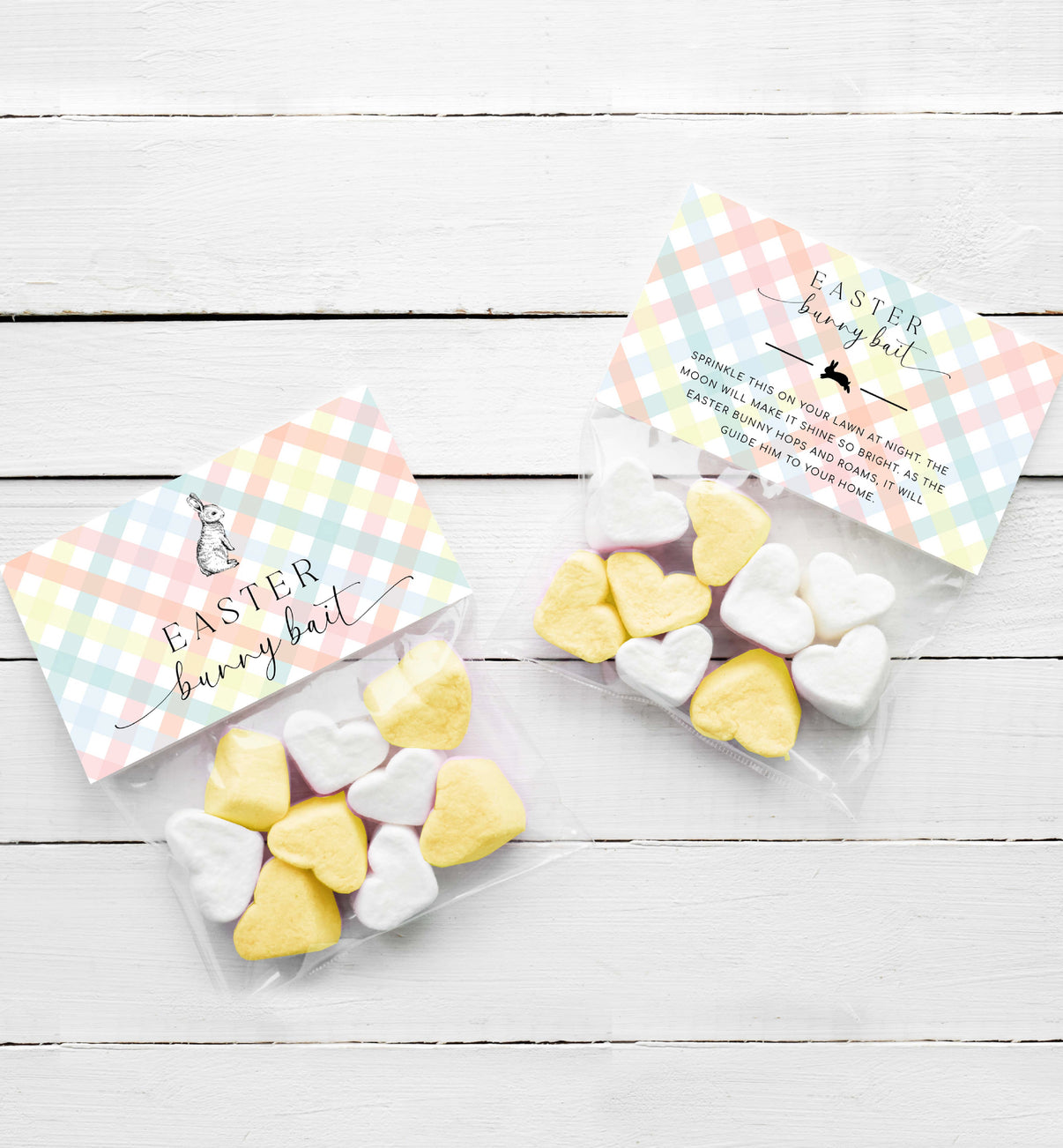 Gingham Multi | Printable Easter Bunny Bait Treat Bag Topper – Black ...