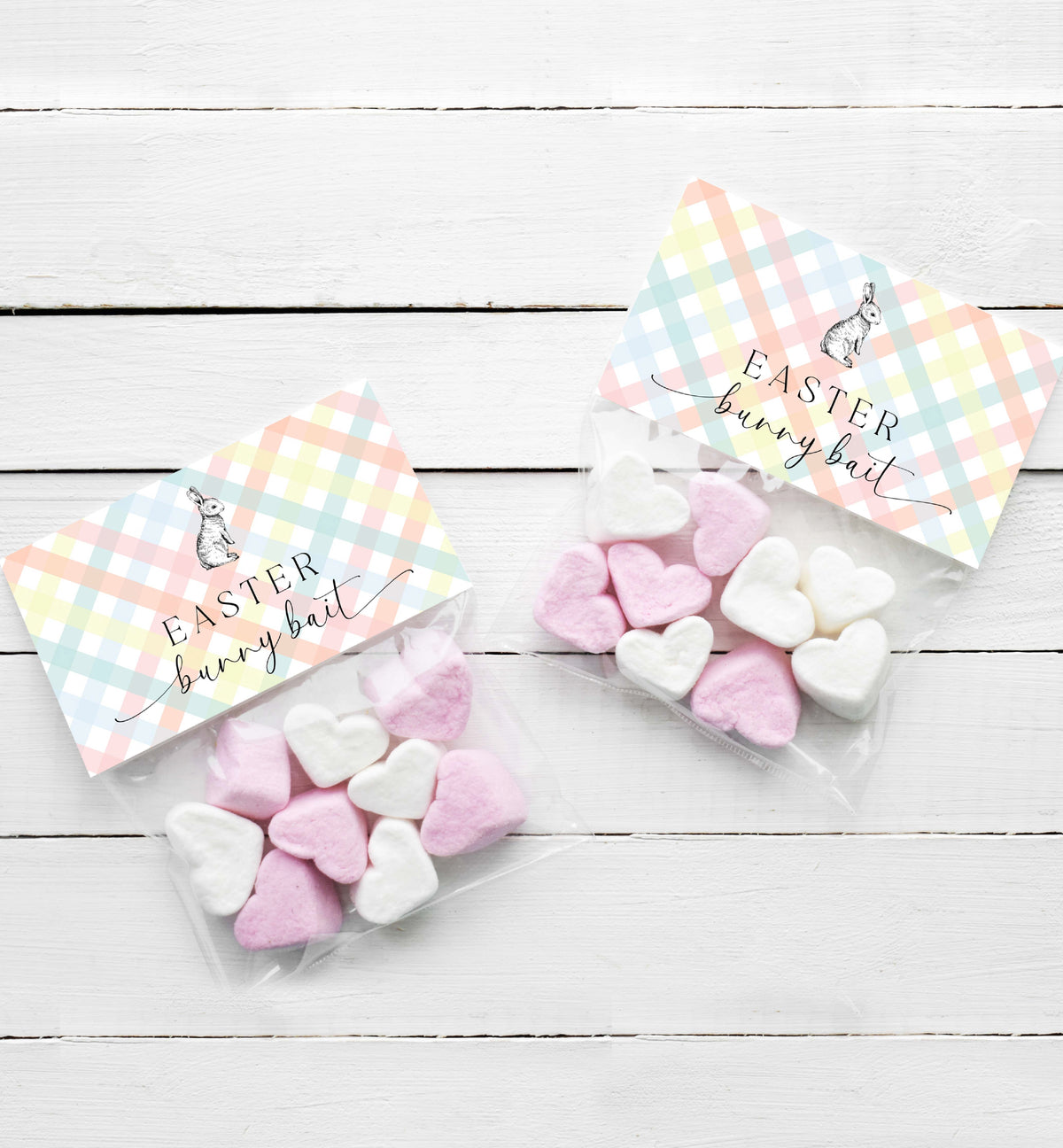 Gingham Multi | Printable Easter Bunny Bait Treat Bag Topper – Black ...
