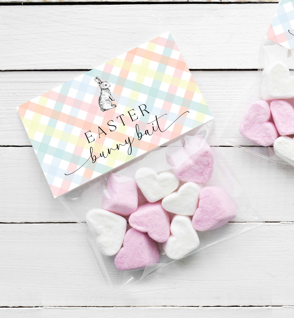 Gingham Multi | Printable Easter Bunny Bait Treat Bag Topper – Black ...