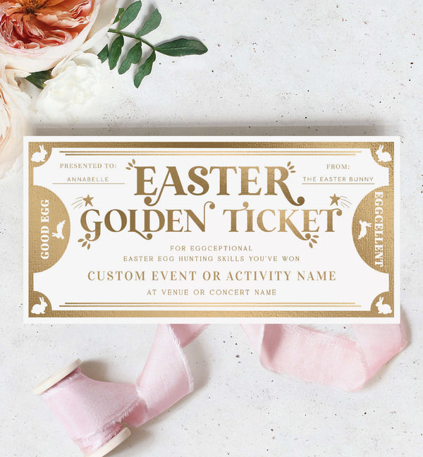 Golden Ticket | Printable Easter Custom Gift Voucher Template – Black ...