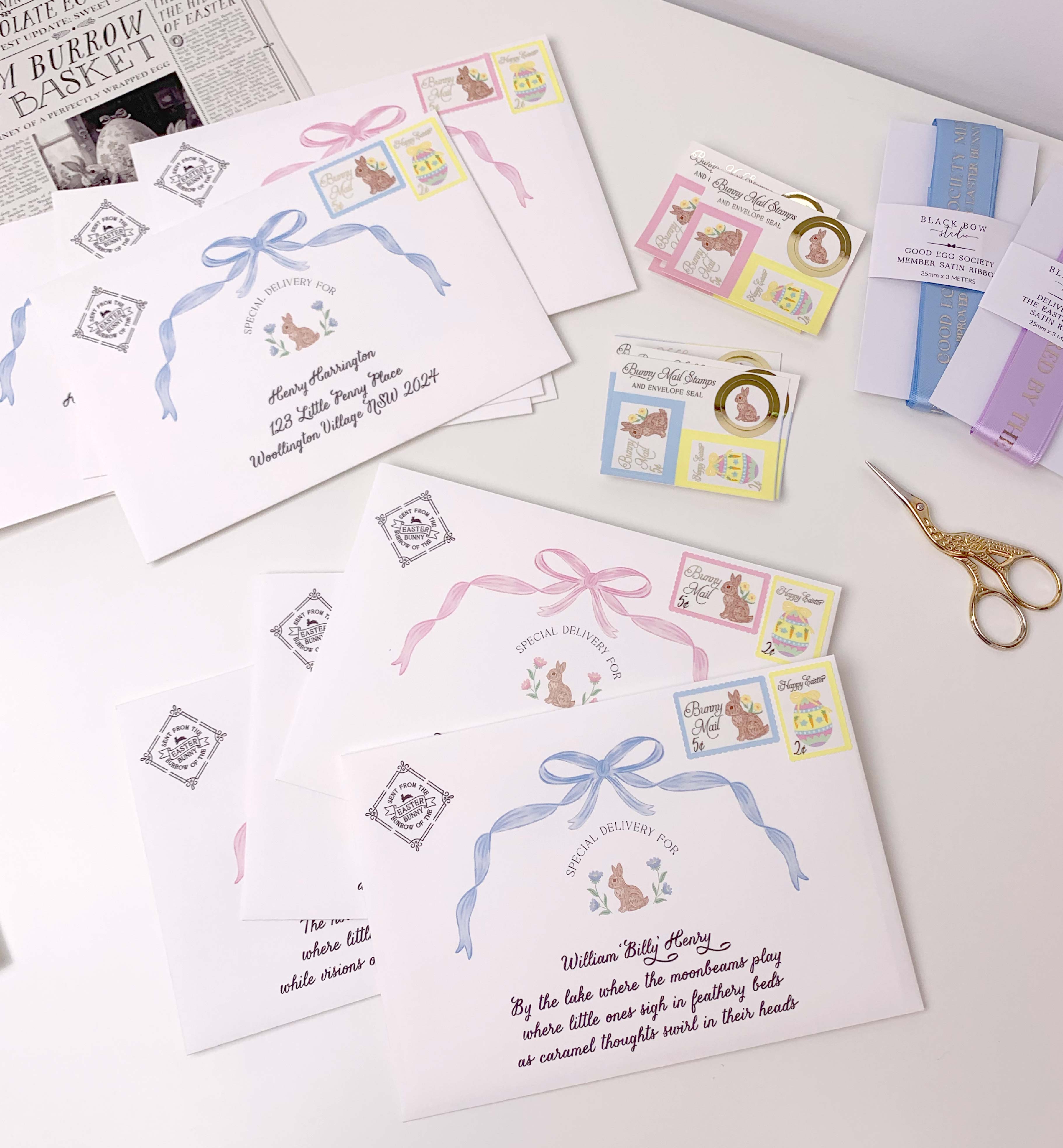 Personalised First Easter Letter From The Easter Bunny Blue – Black Bow ...