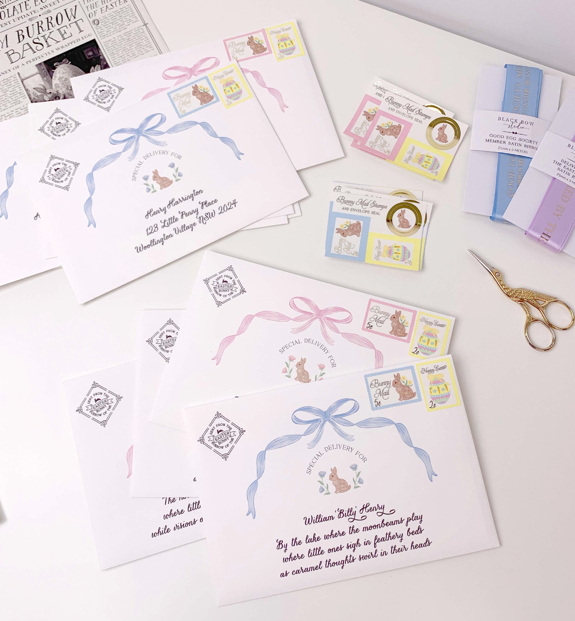 Personalised First Easter Letter From The Easter Bunny Blue – Black Bow ...