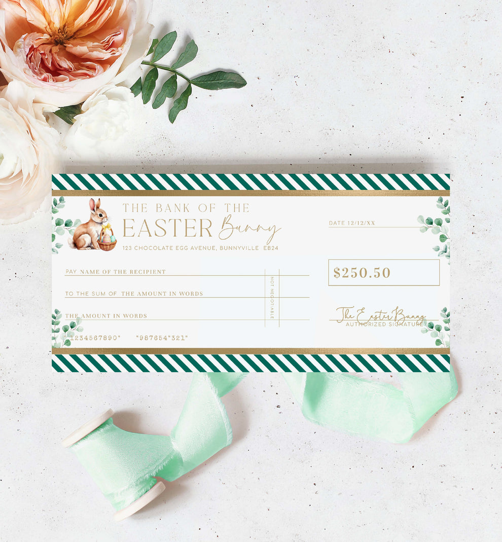 Ferras Green | Printable Easter Cheque Gift Voucher Template – Black ...
