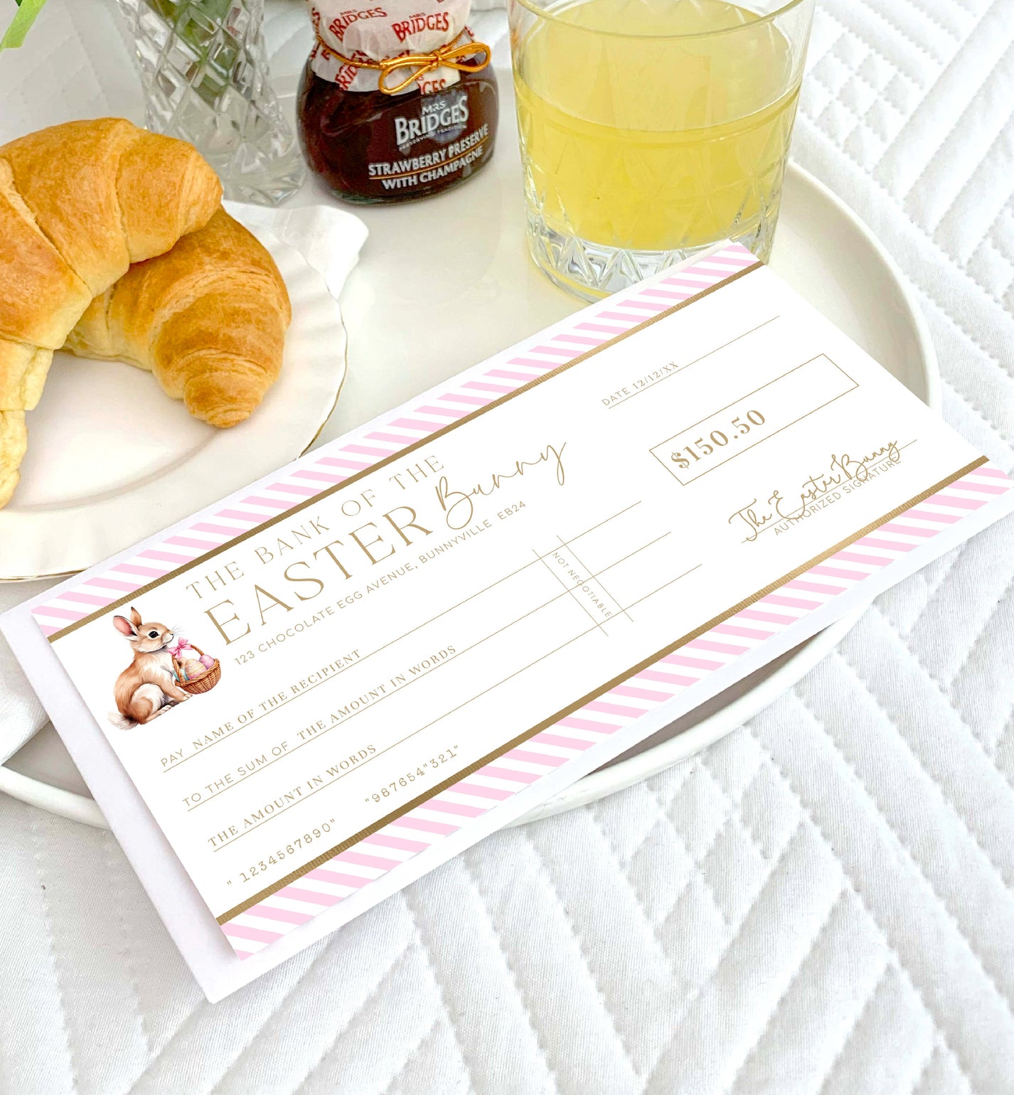 Stripe Pink | Printable Easter Cheque Gift Voucher Template – Black Bow ...