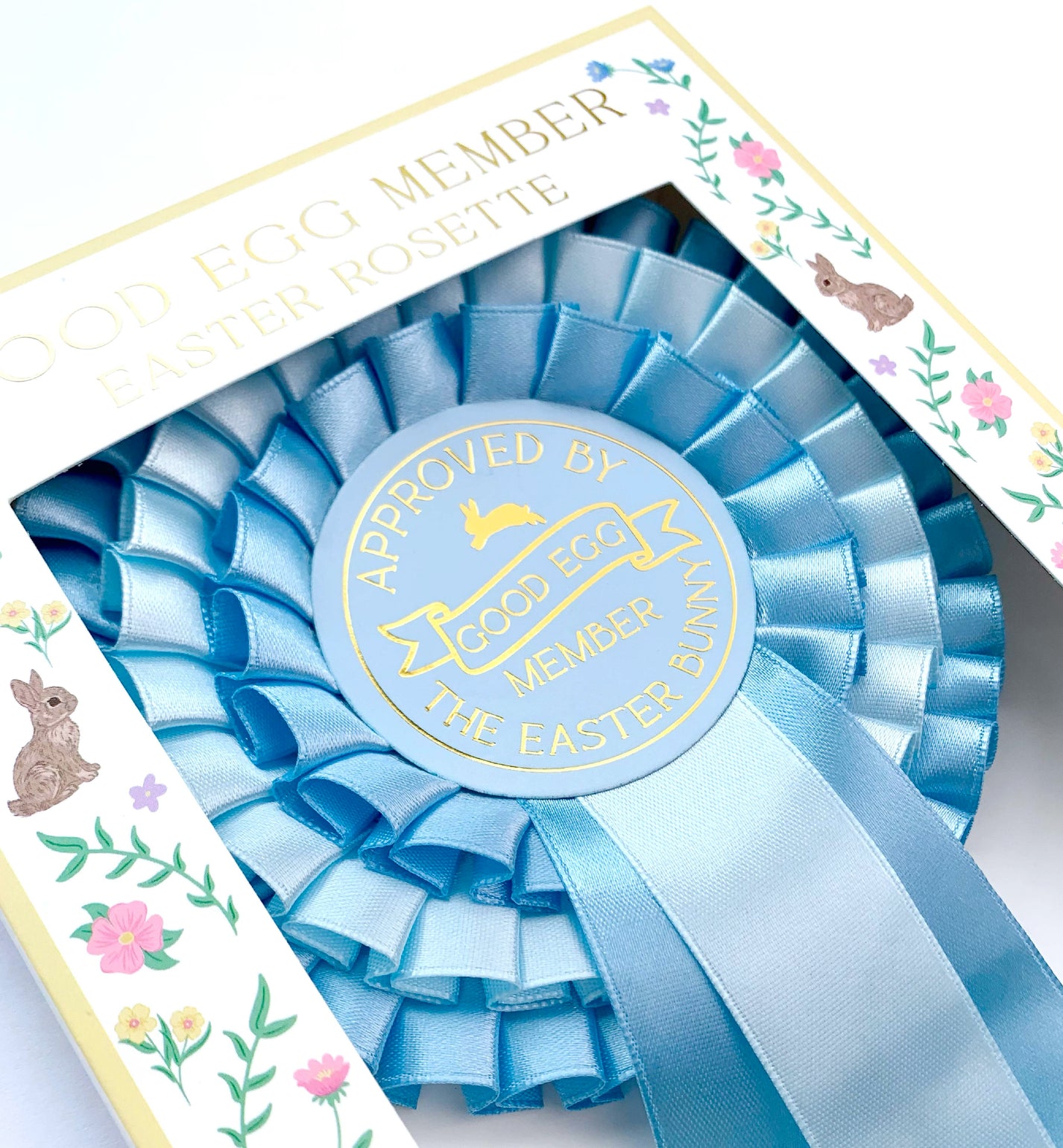 Easter Good Egg Member Rosette Blue – Black Bow Studio