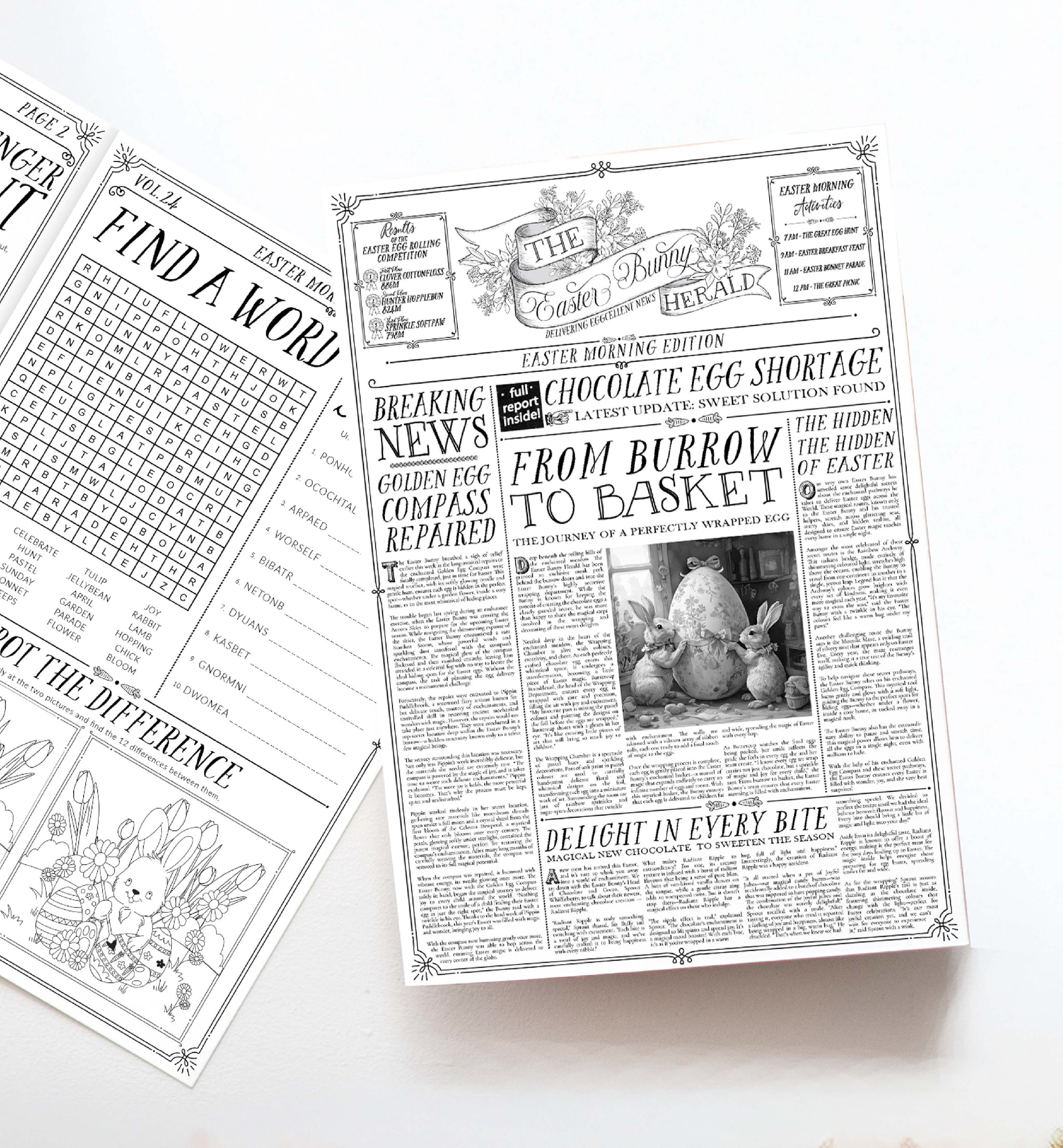 Easter Newspaper Activity Booklet – Black Bow Studio