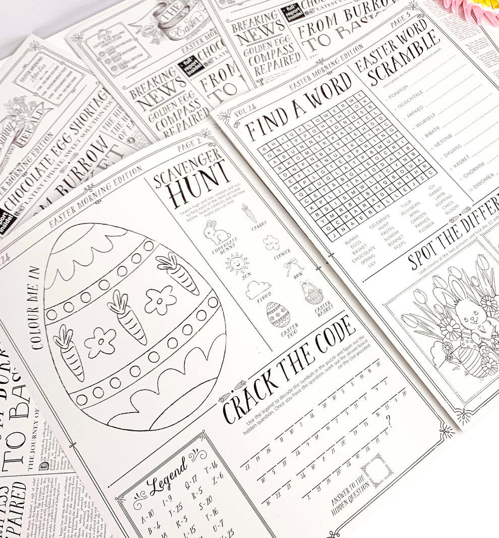Easter Newspaper Activity Booklet – Black Bow Studio