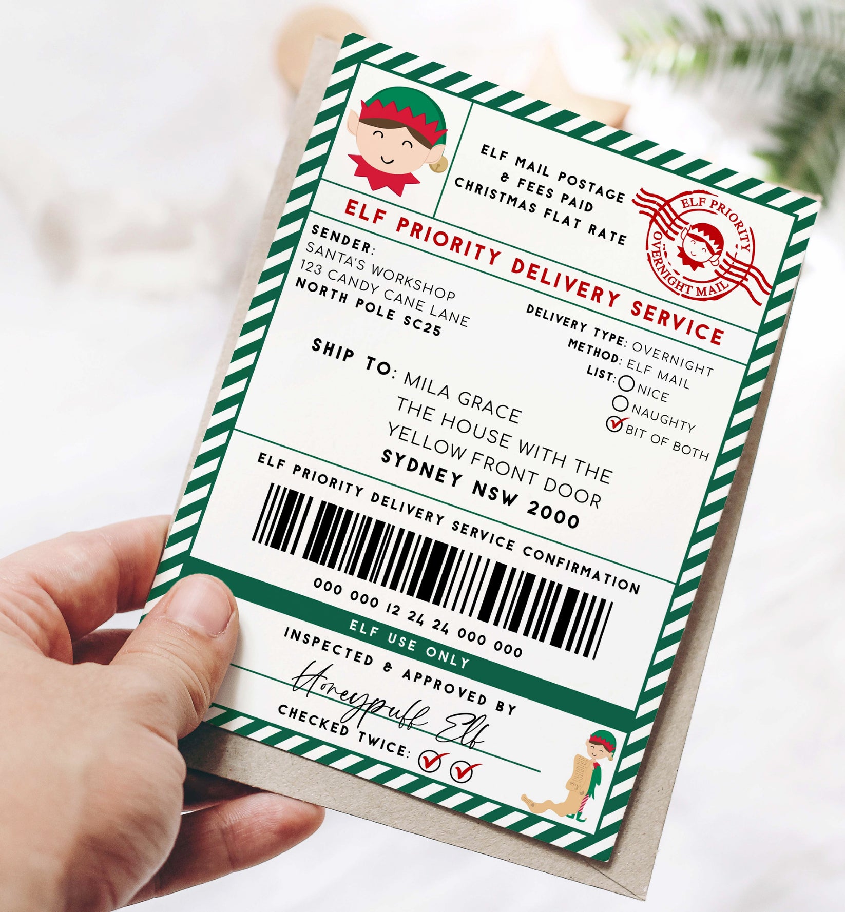 Santa's Workshop Green | Printable Elf Christmas Shipping Label Templa ...