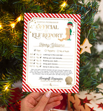 Santa's Workshop Red | Printable Christmas Elf Report Card Template ...
