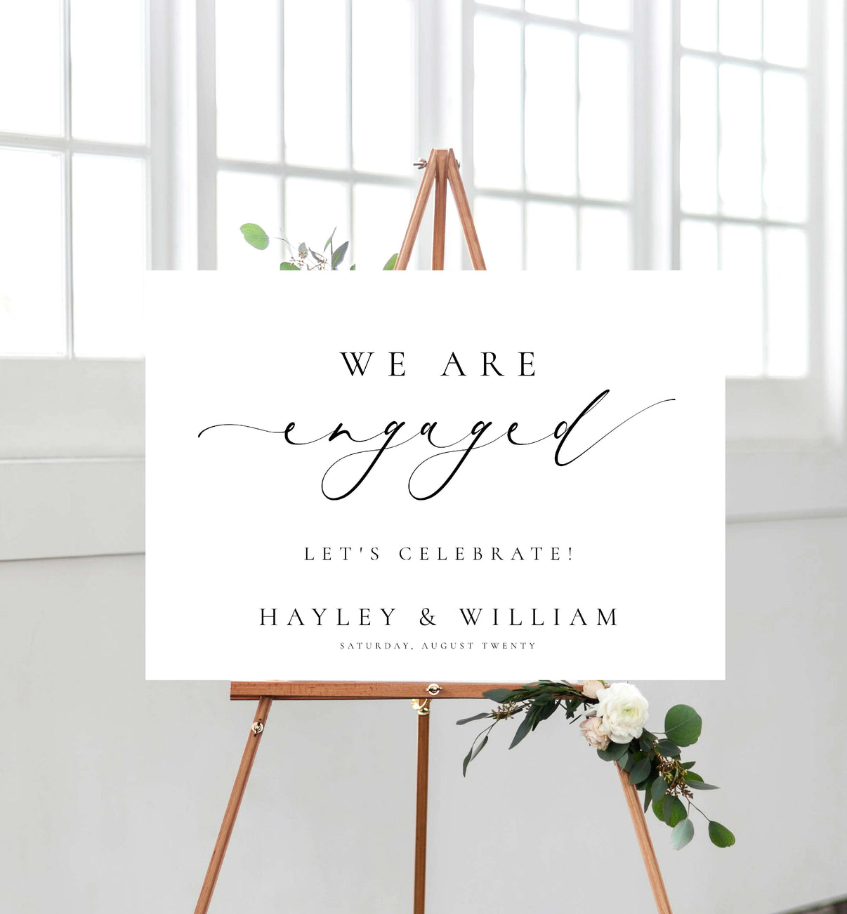 Ellesmere White | Printable Engagement Welcome Sign Template – Black ...
