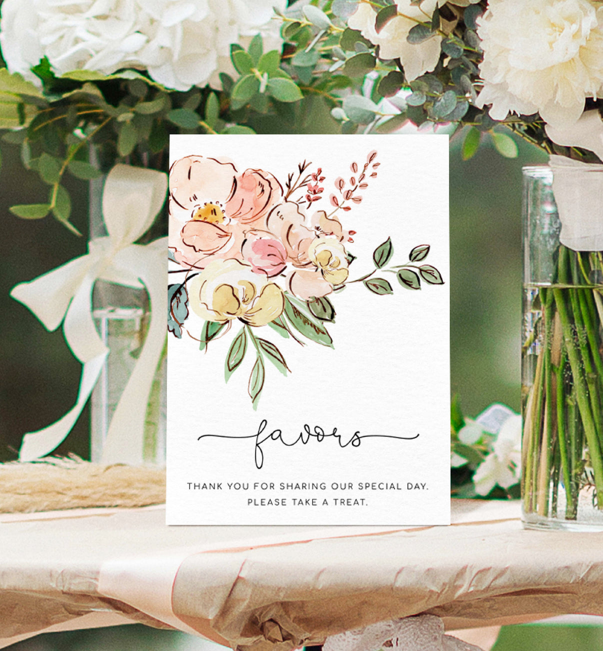 Cambridge Floral Multi | Printable Favours Sign Template – Black Bow Studio