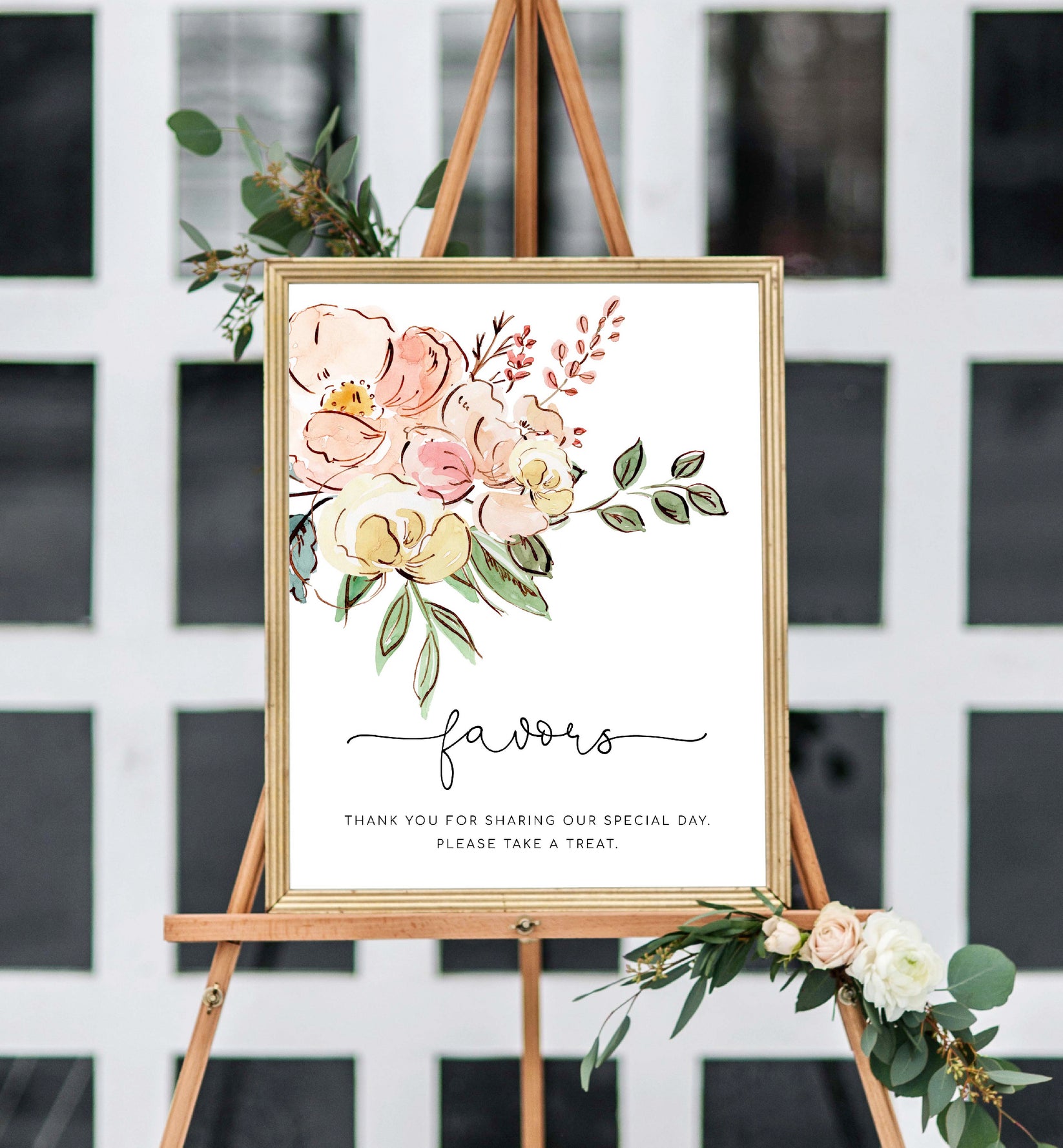 Cambridge Floral Multi | Printable Favours Sign Template – Black Bow Studio