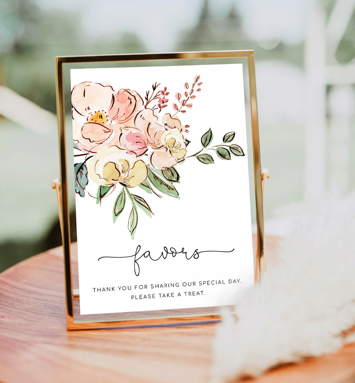 Cambridge Floral Multi | Printable Favours Sign Template – Black Bow Studio