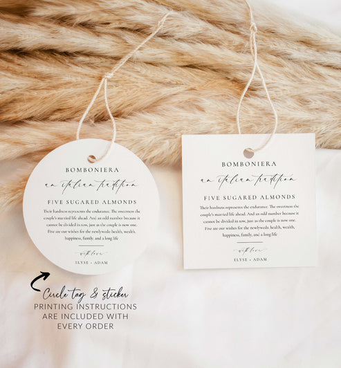 Ellesmere White | Printable Sugared Almonds Favour Tag Template – Black ...