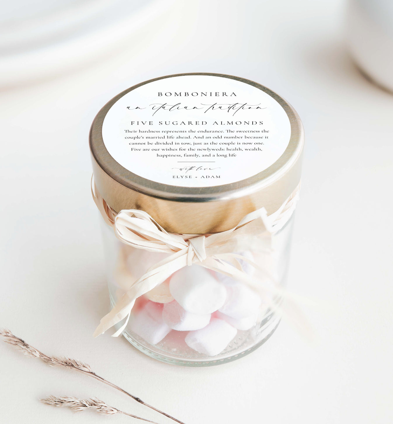 Ellesmere White | Printable Sugared Almonds Favour Tag Template – Black ...