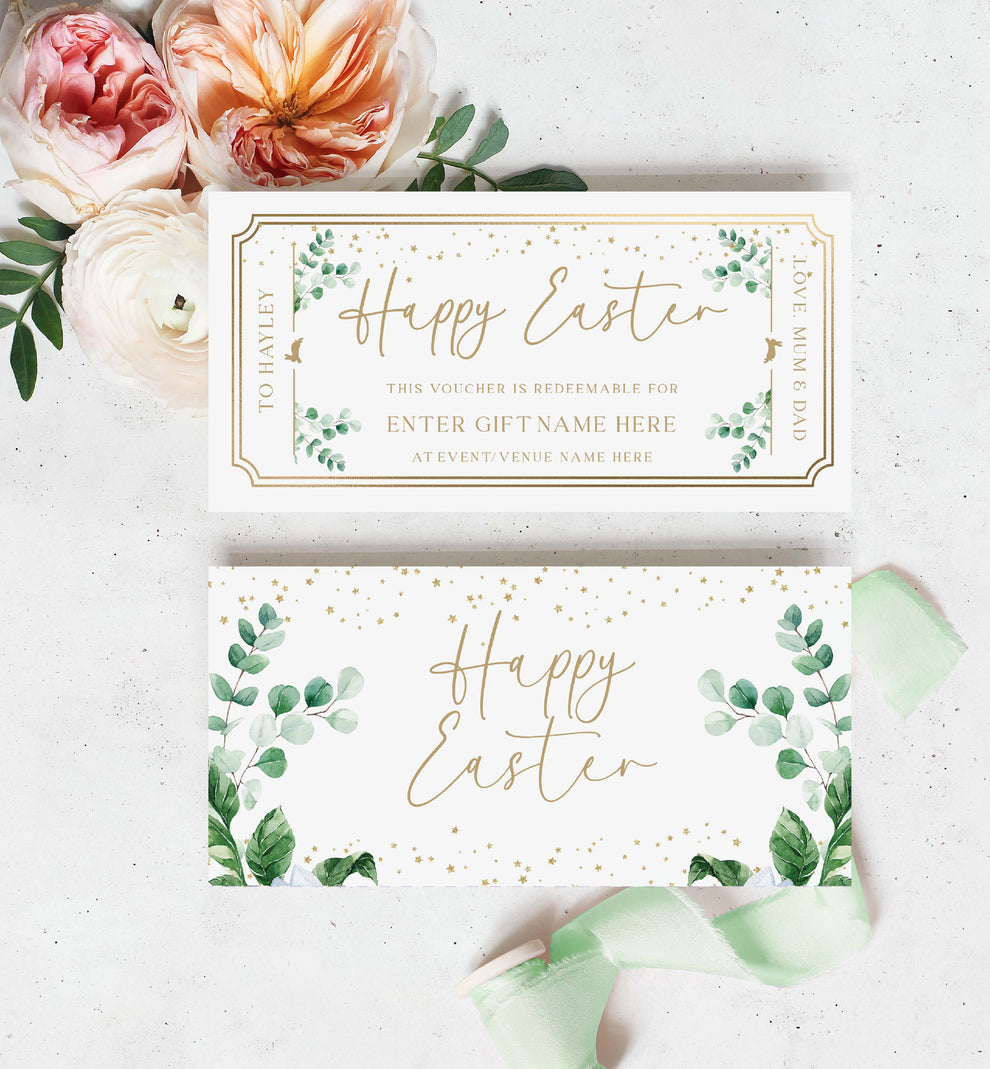 Ferras Green | Printable Easter Custom Gift Voucher Template – Black ...