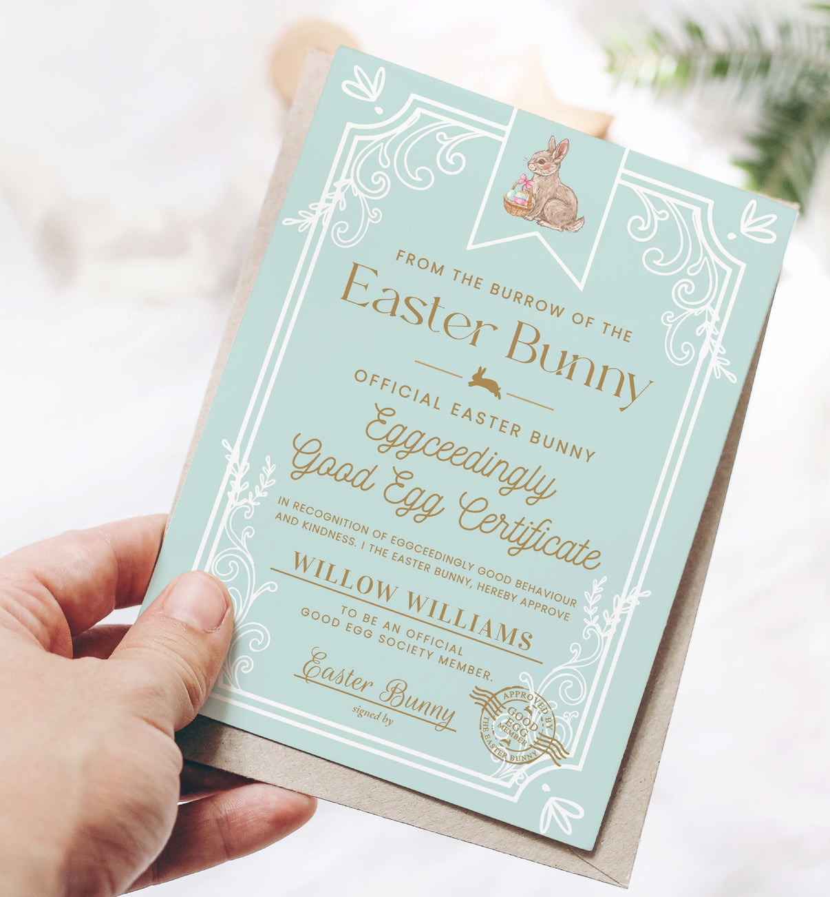 Easter Egg Blue| Printable Good Egg Certificate Template – Black Bow Studio