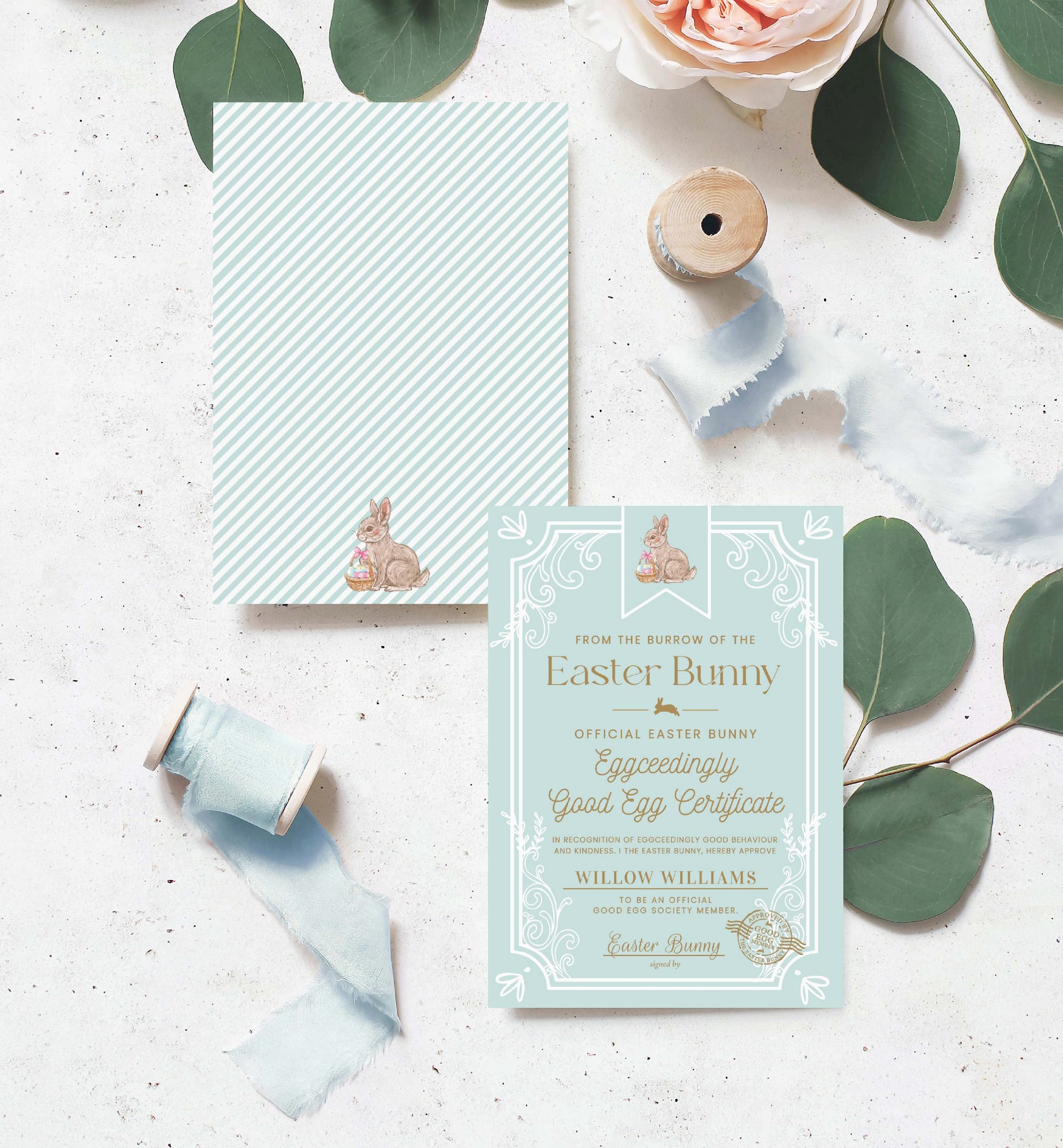 Easter Egg Blue| Printable Good Egg Certificate Template – Black Bow Studio