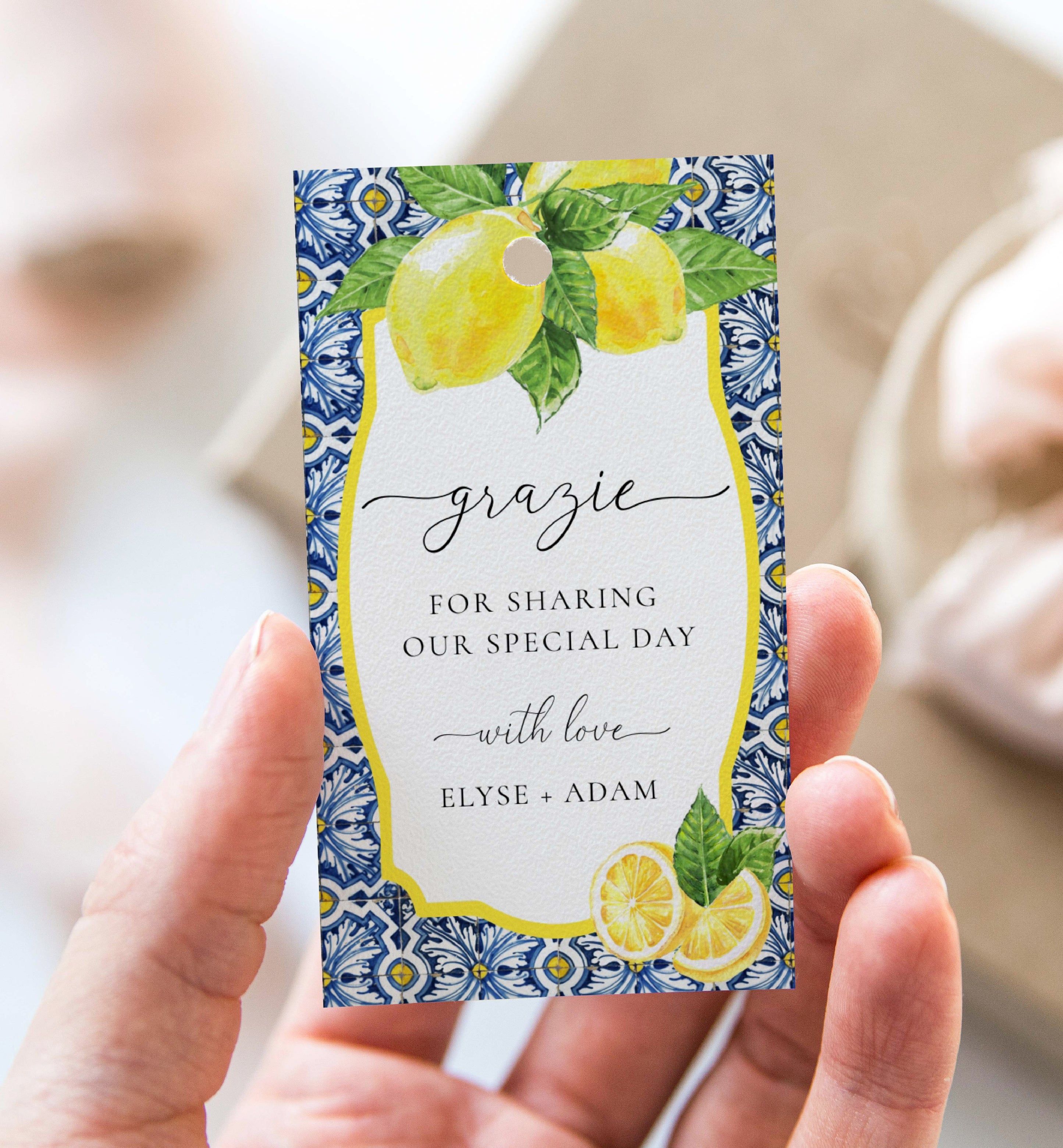 Positano Lemons | Printable Grazie Favour Tags Template – Black Bow Studio
