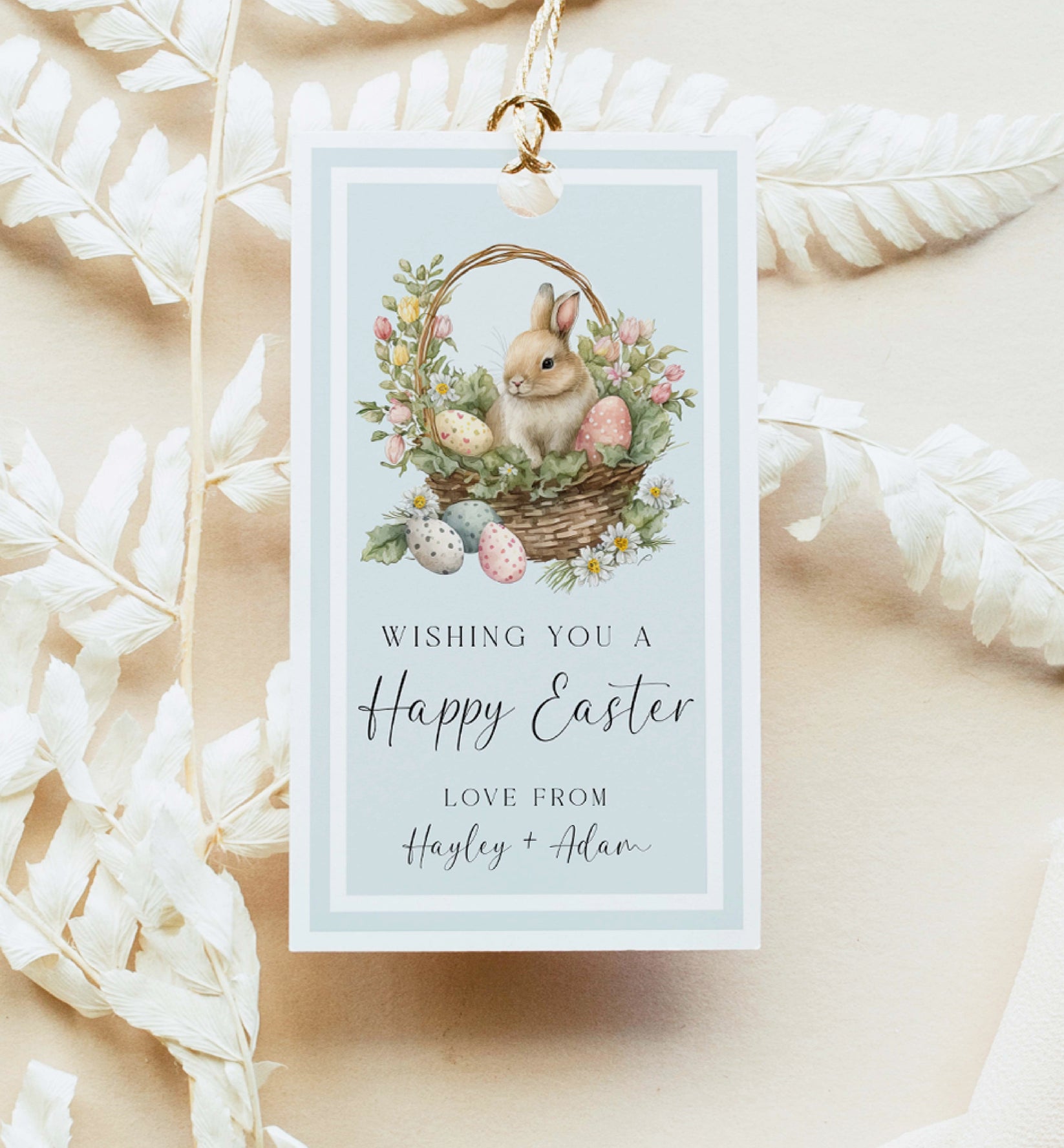 Easter Egg Blue | Printable Happy Easter Tag Template – Black Bow Studio