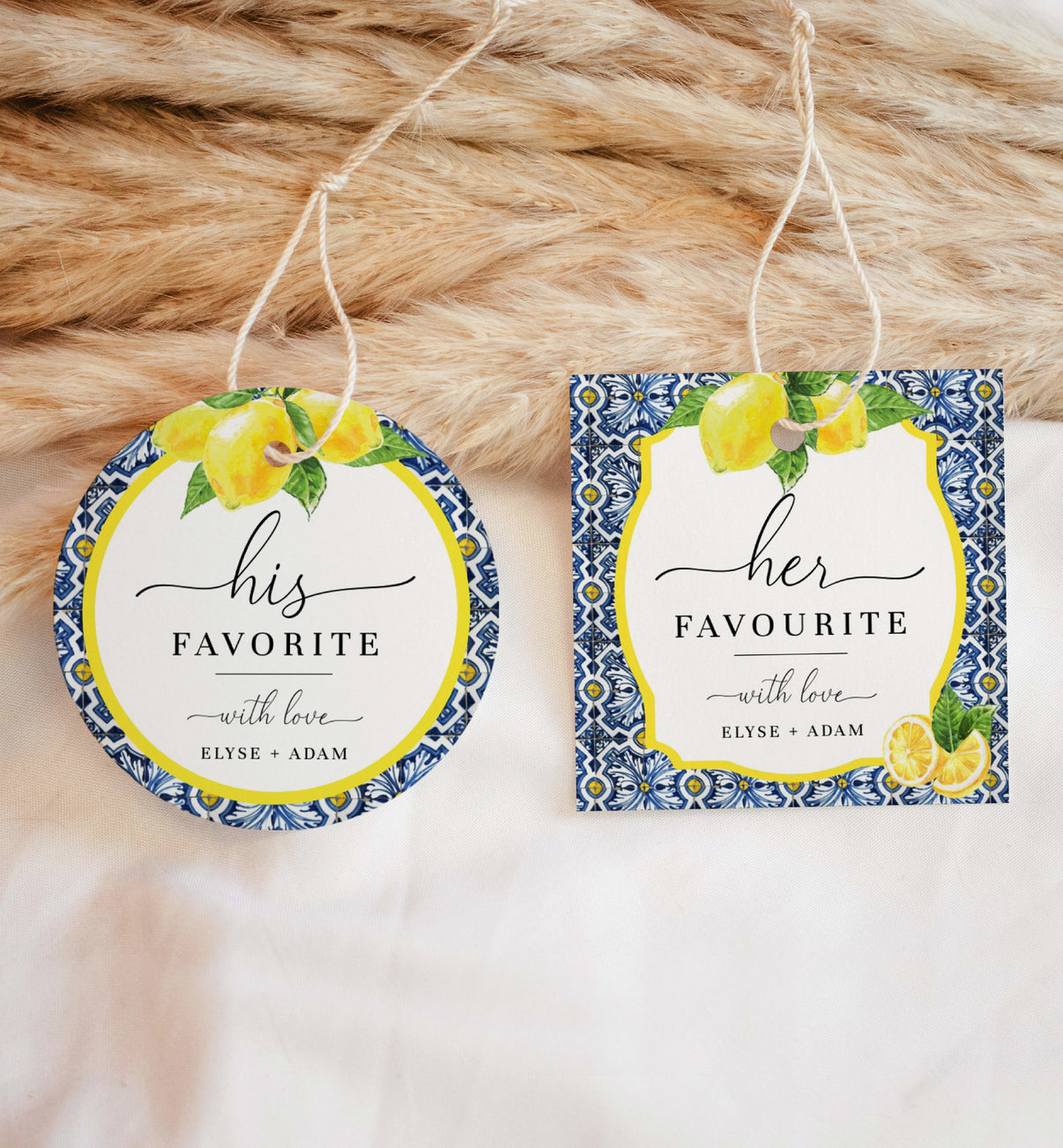 Positano Lemons | Printable His Her Favourite Favour Tags Template ...