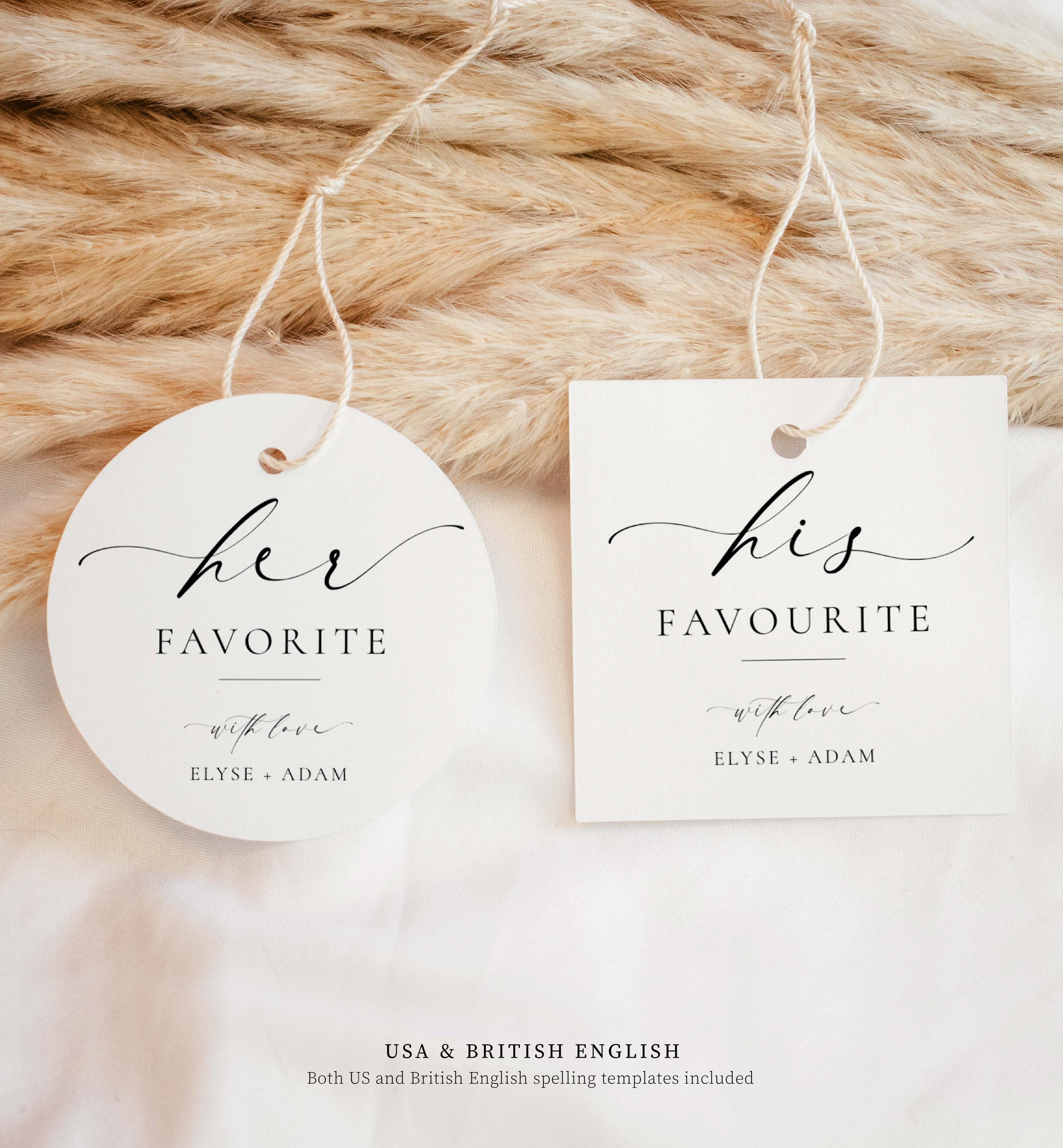 Ellesmere White | Printable His & Her Favourite Favour Tag Template ...