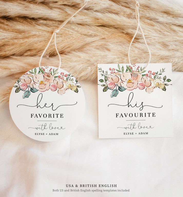 Cambridge Multi | Printable His & Her Favourite Favour Tag Template ...