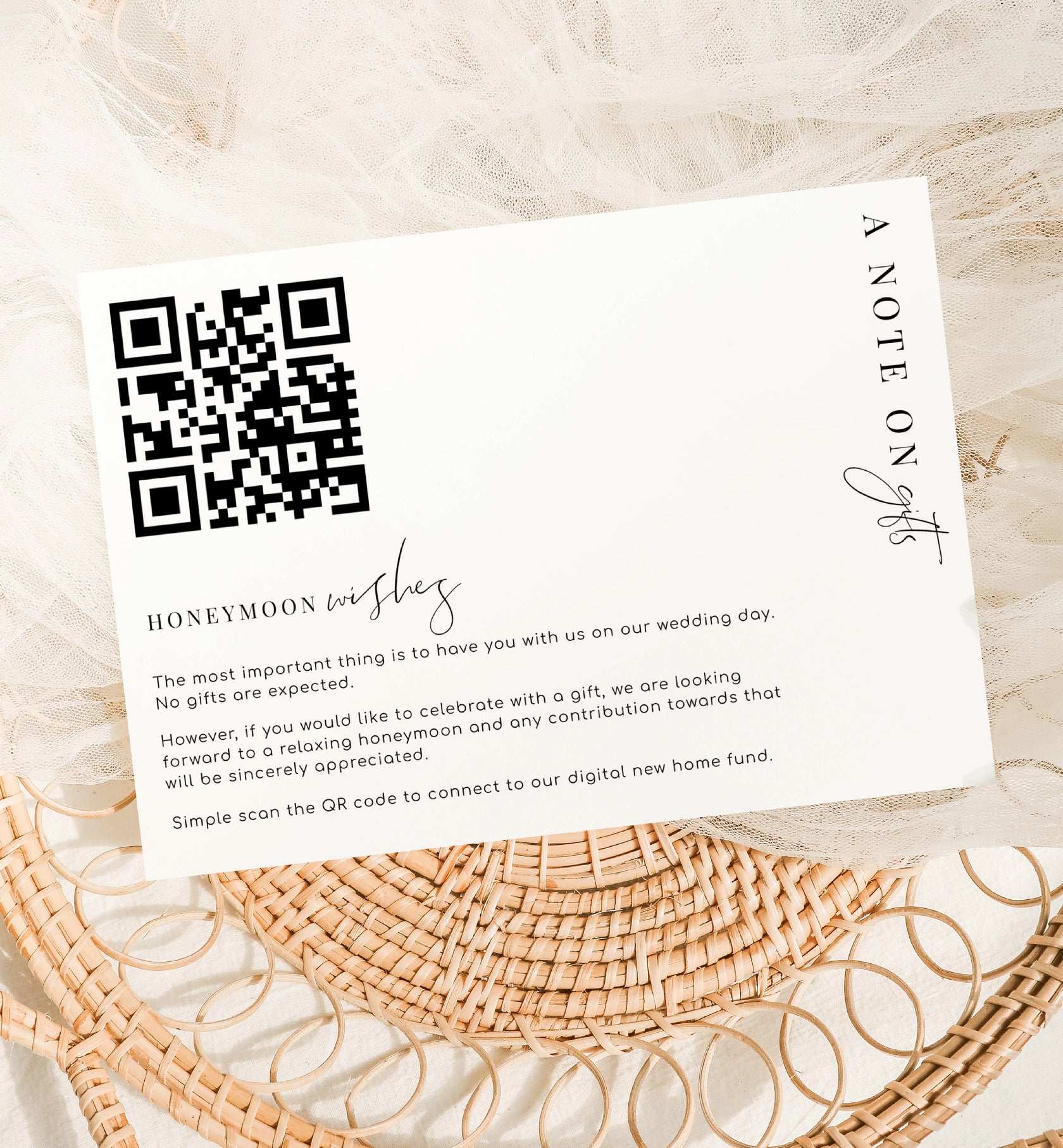 Estelle White | Printable QR Honeymoon Wishes Card Template – Black Bow ...