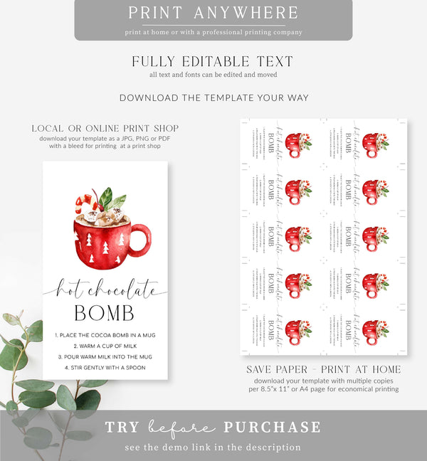 Nutmeg Noel | Printable Christmas Hot Chocolate Bomb Gift Tag Template ...