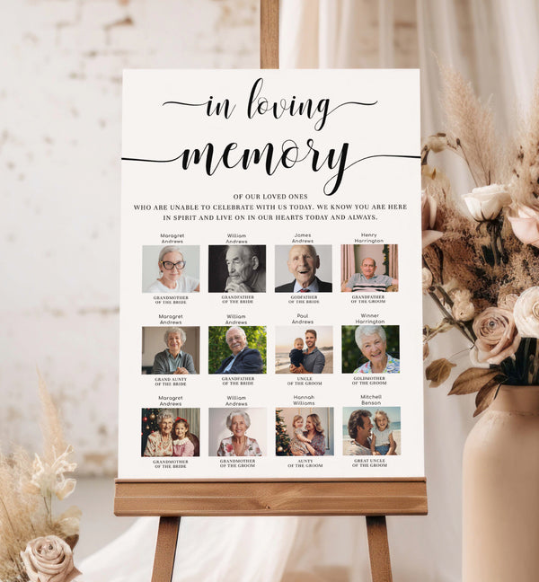 Leyton Script White | Printable In Loving Memory Sign template – Black ...