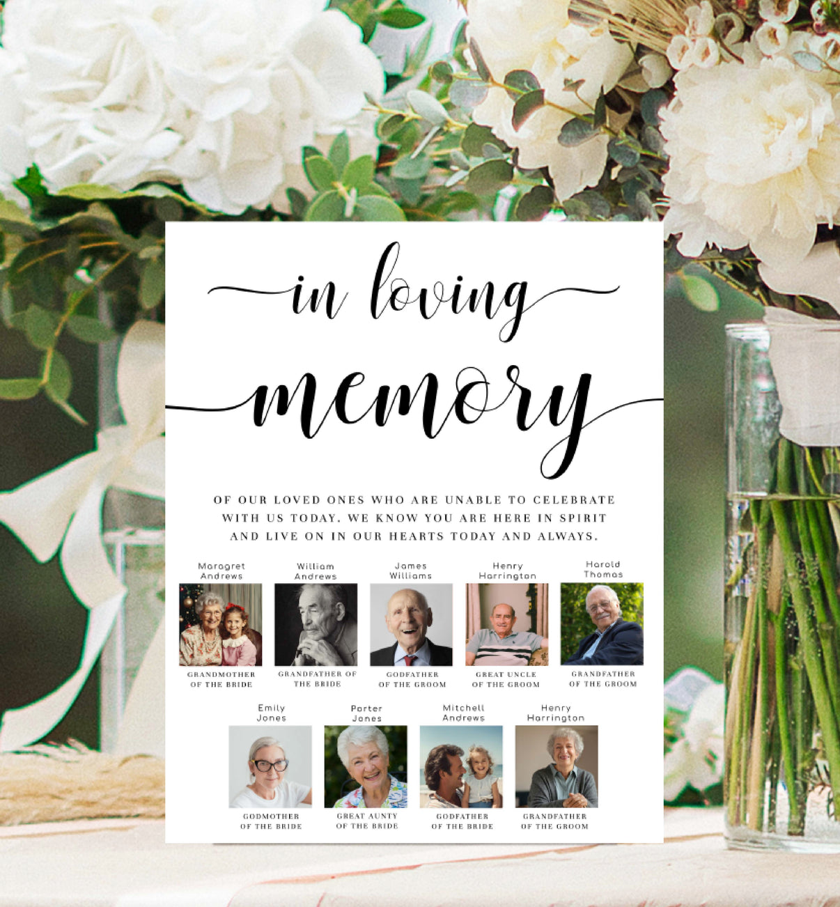 Leyton Script White | Printable In Loving Memory Sign template – Black ...