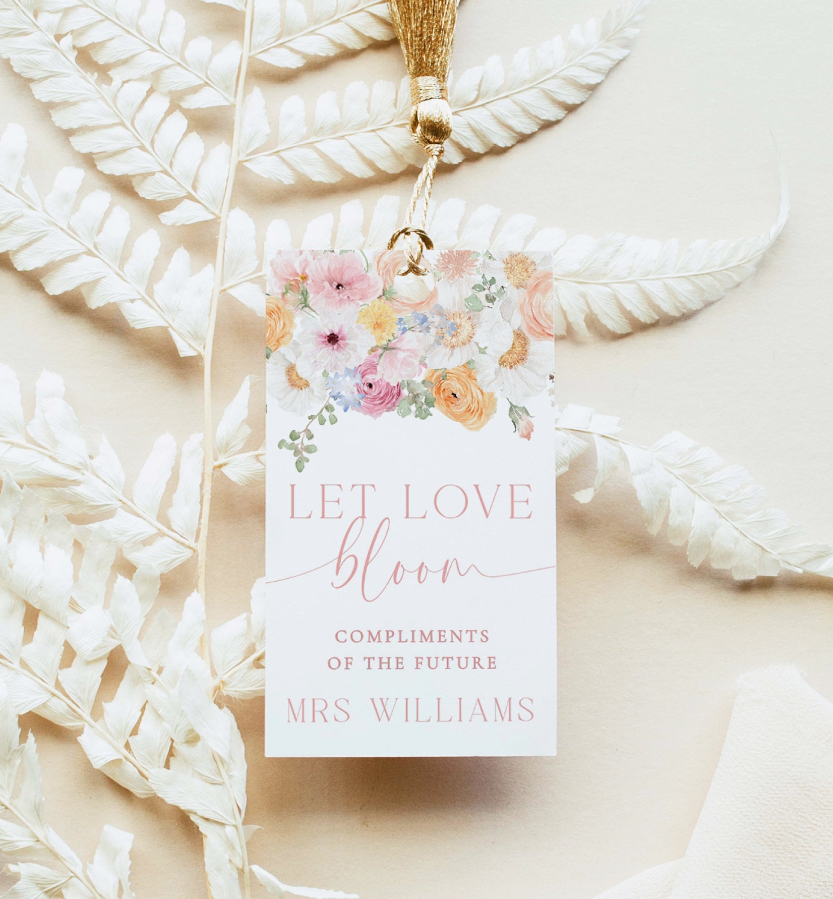 Millie Floral White | Printable Let Love Bloom Favour Tags Template ...