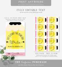 Pencil | Printable Let's Start The Year Write Favour Tag Template ...