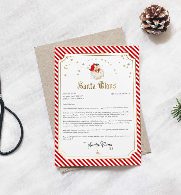 Stripe Red | Printable Christmas Letter From Santa Template – Black Bow ...