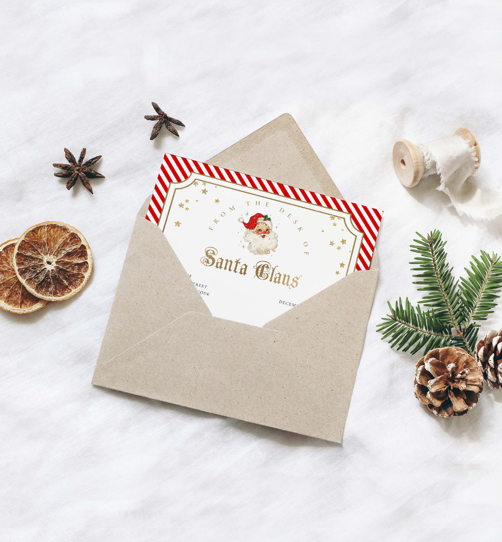 Stripe Red | Printable Christmas Letter From Santa Template – Black Bow ...