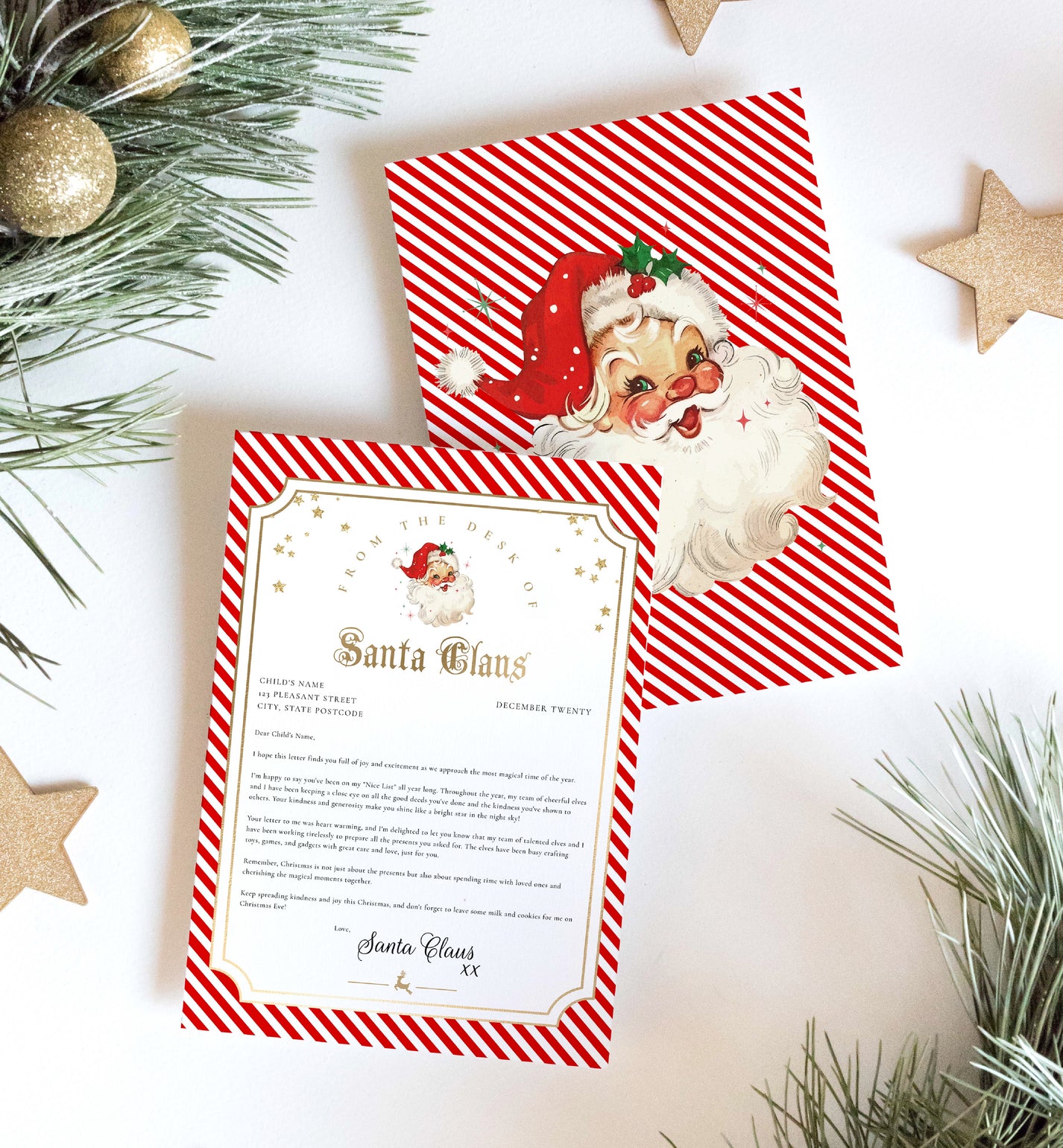 Stripe Red | Printable Christmas Letter From Santa Template – Black Bow ...